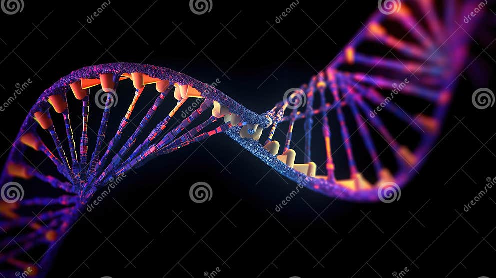 Dna Helix on Black. DNA Molecular Structure with Sequencing Data of Human Stock Illustration ...