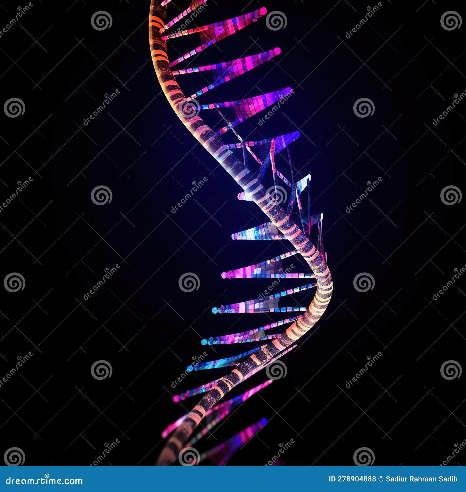 Dna Helix on Black. DNA Molecular Structure with Sequencing Data of ...