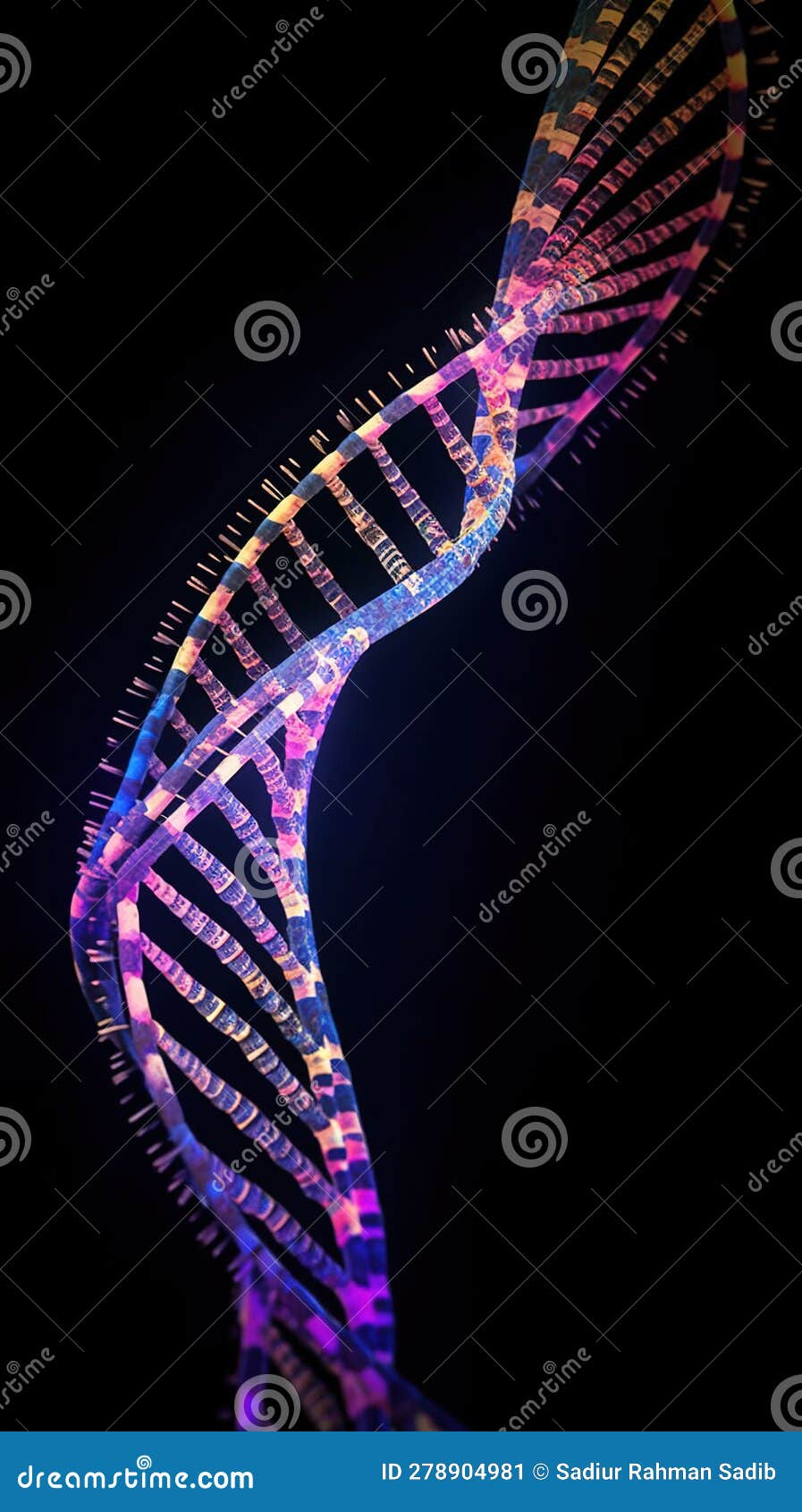 Dna Helix on Black. DNA Molecular Structure with Sequencing Data of ...