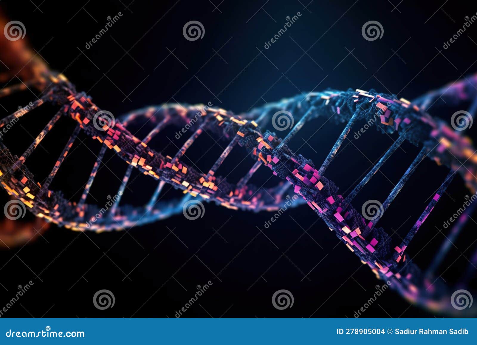 Dna Helix on Black. DNA Molecular Structure with Sequencing Data of ...