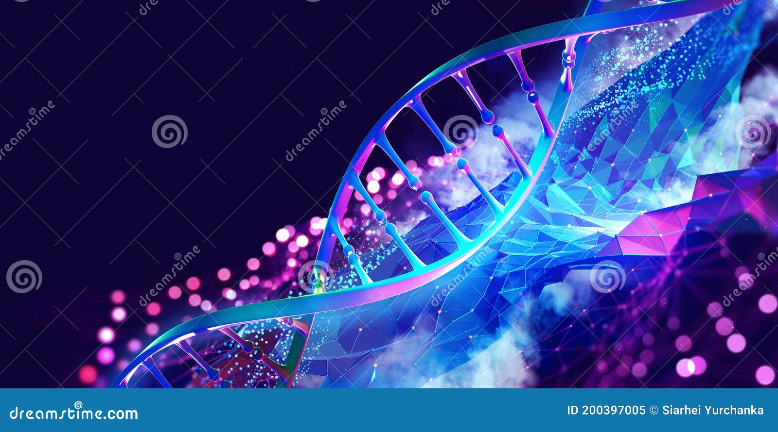 DNA Helix 3D Illustration. Mutations Under Microscope Stock ...