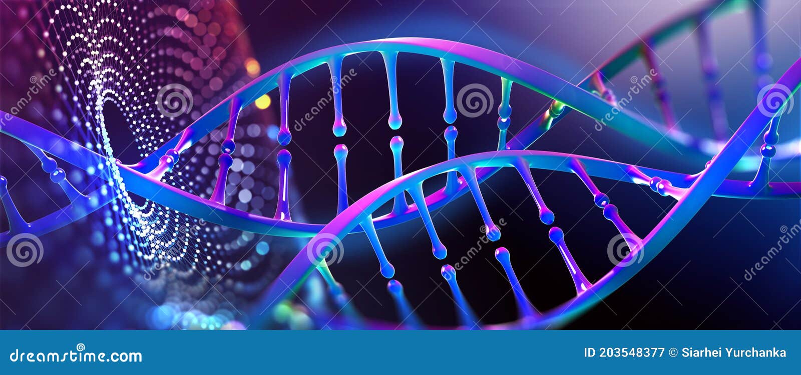 DNA Helix 3D Illustration. Mutations Under Microscope Stock ...