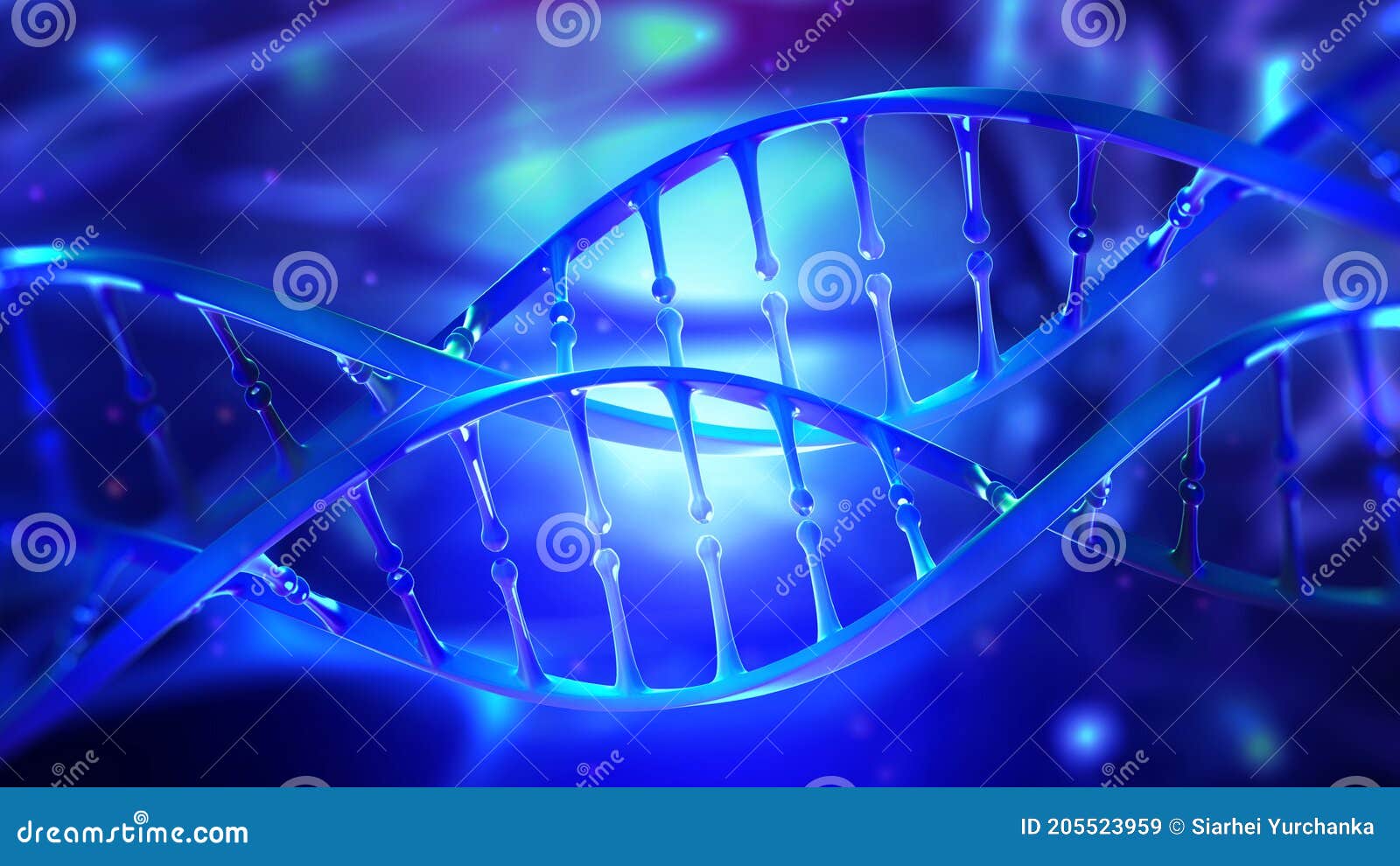 DNA Helix 3D Illustration. Mutations Under Microscope Stock ...