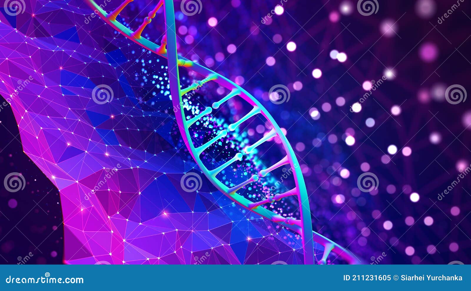 DNA Helix 3D Illustration. Mutations Under Microscope Stock ...