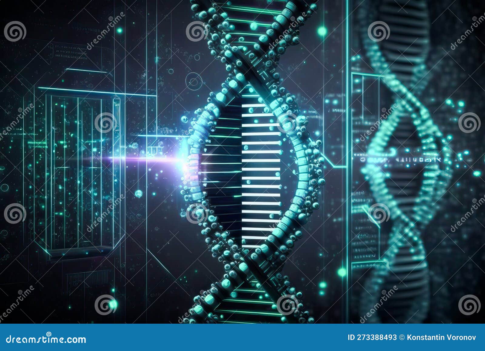 DNA Helix in Digital Cyber Space Illustration Stock Illustration ...
