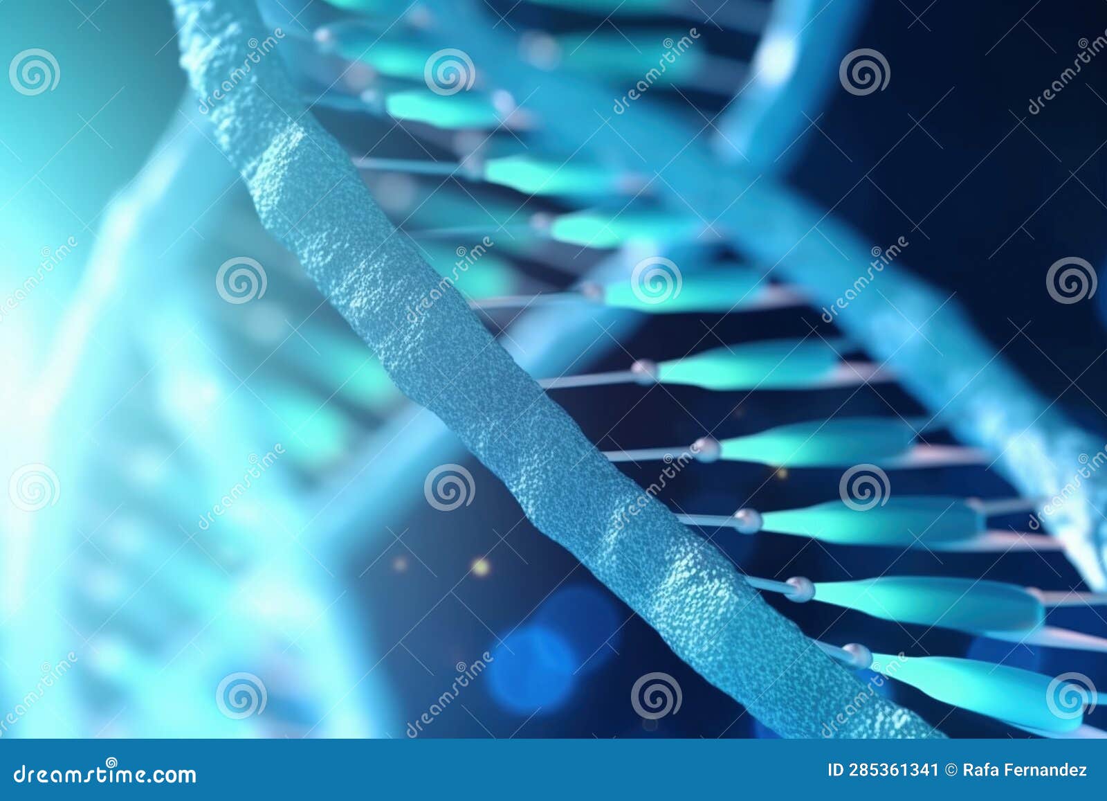Enlarged DNA Helix Model In Blue And Pink Neon Light On Dark Background ...