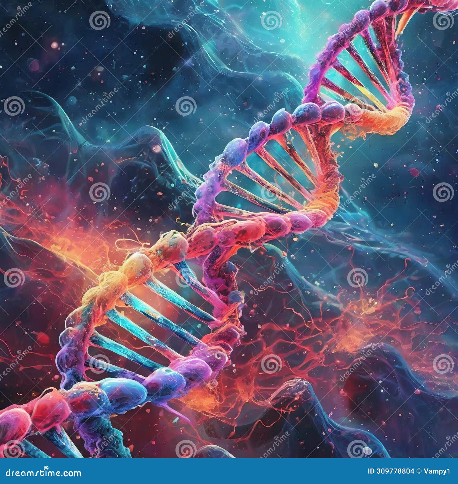 DNA Helix, Genetic Instructions Used in the Growth. Generated Image ...