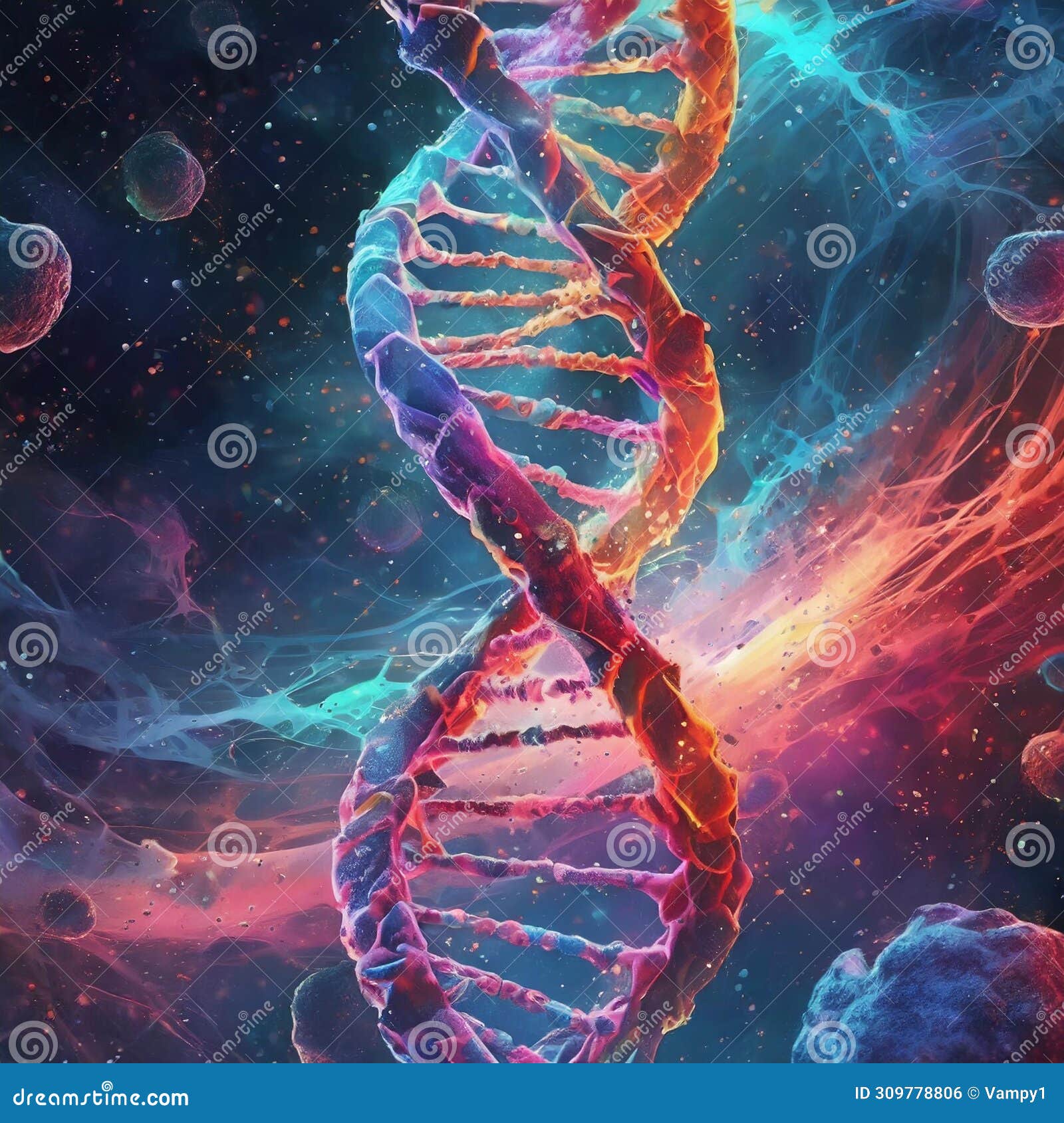 DNA Helix, Genetic Instructions Used in the Growth. Generated Image ...