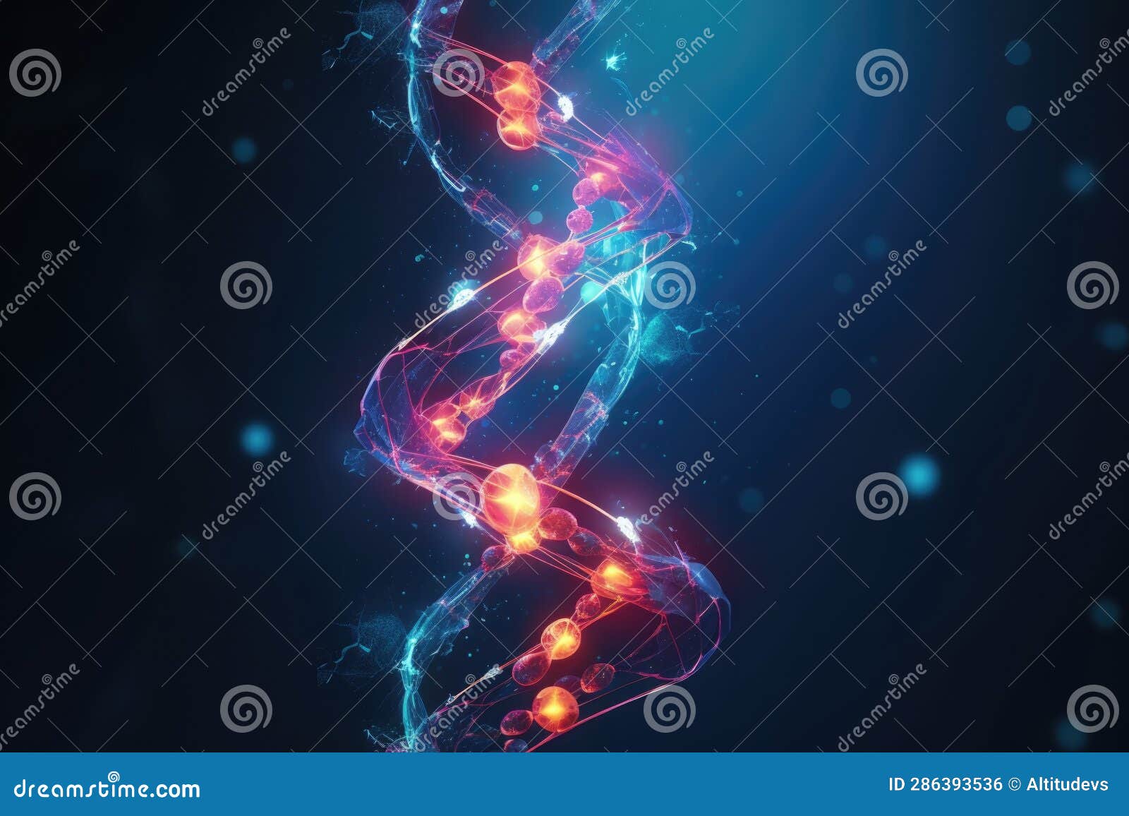 Dna Helix with Glowing Nodes Representing Stored Data Stock Photo ...
