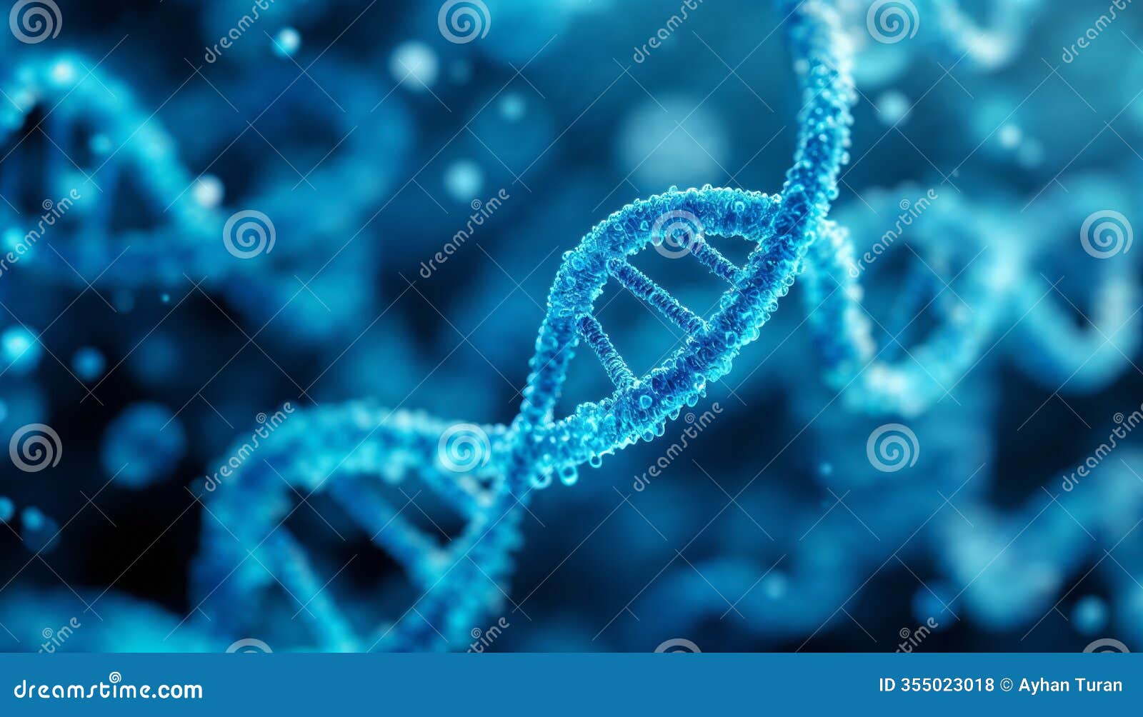 DNA Helix, Golden Structure, Blue Molecules, Hexagonal Grid, Reflective ...