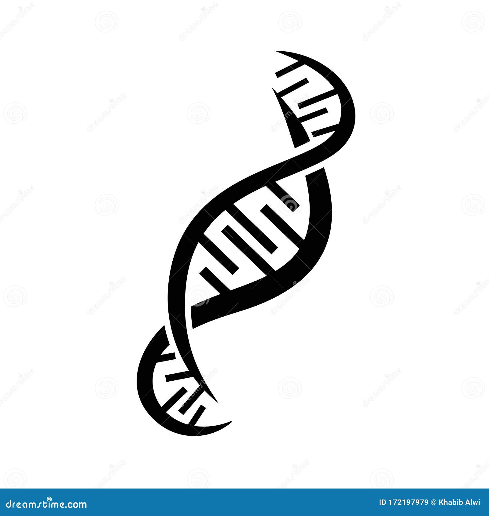 DNA Helix Icon. Symbol Of Genome Structure. Black Silhouette Shape ...