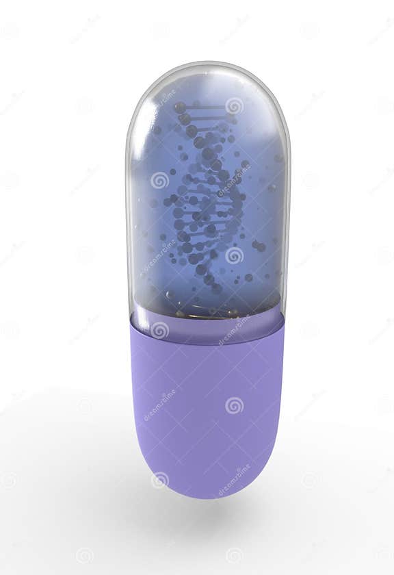 DNA Helix Inside Pill Capsules Standing 3d Illustration Stock ...