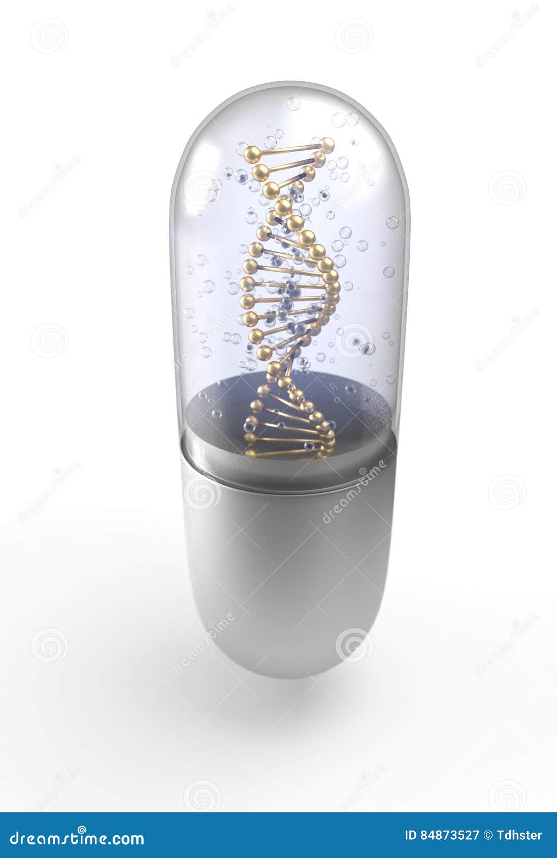 DNA Helix Inside Pill Capsules Standing 3d Illustration Stock ...