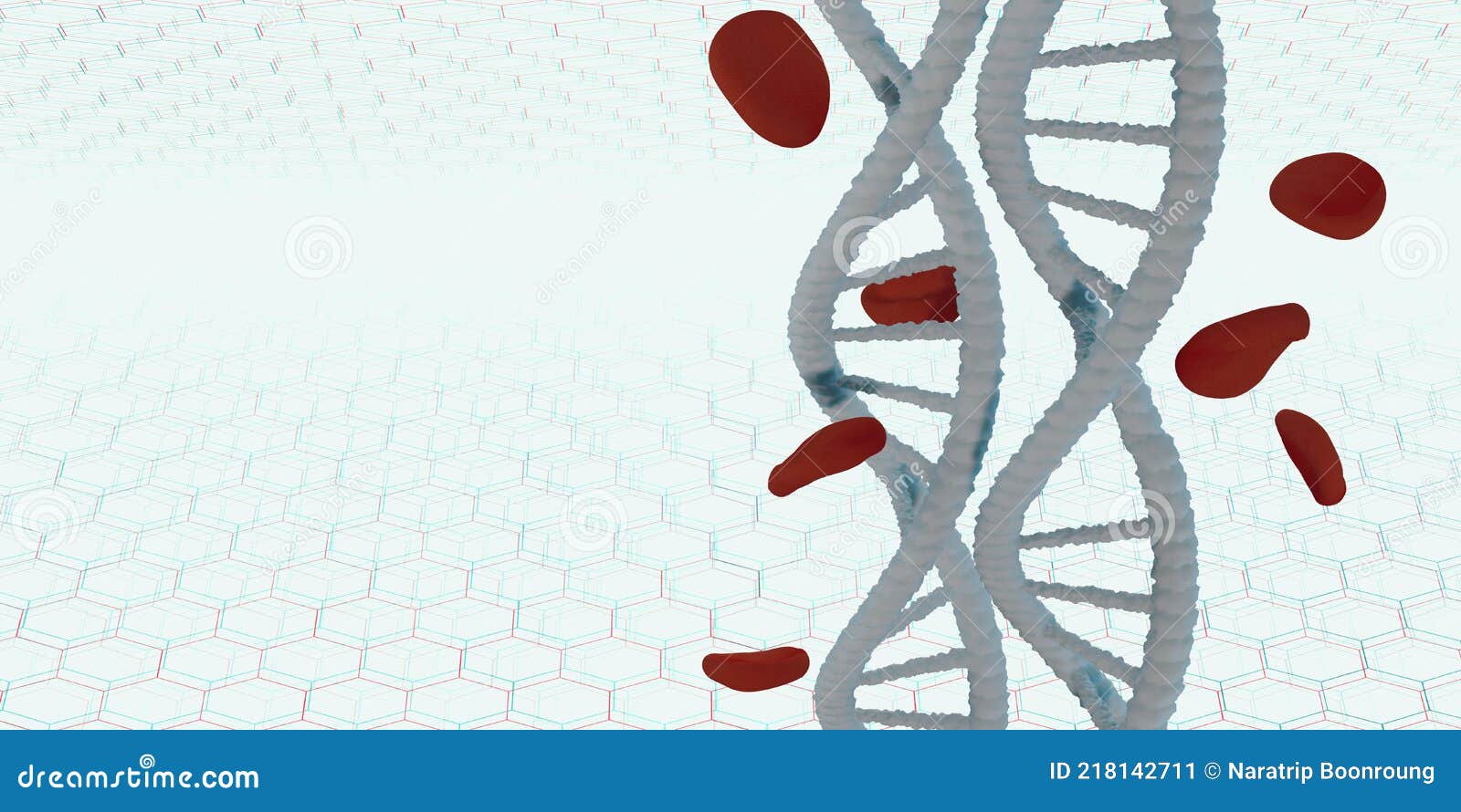 DNA Helix Life Structure and Red Blood Cells 3d Illustration Stock ...