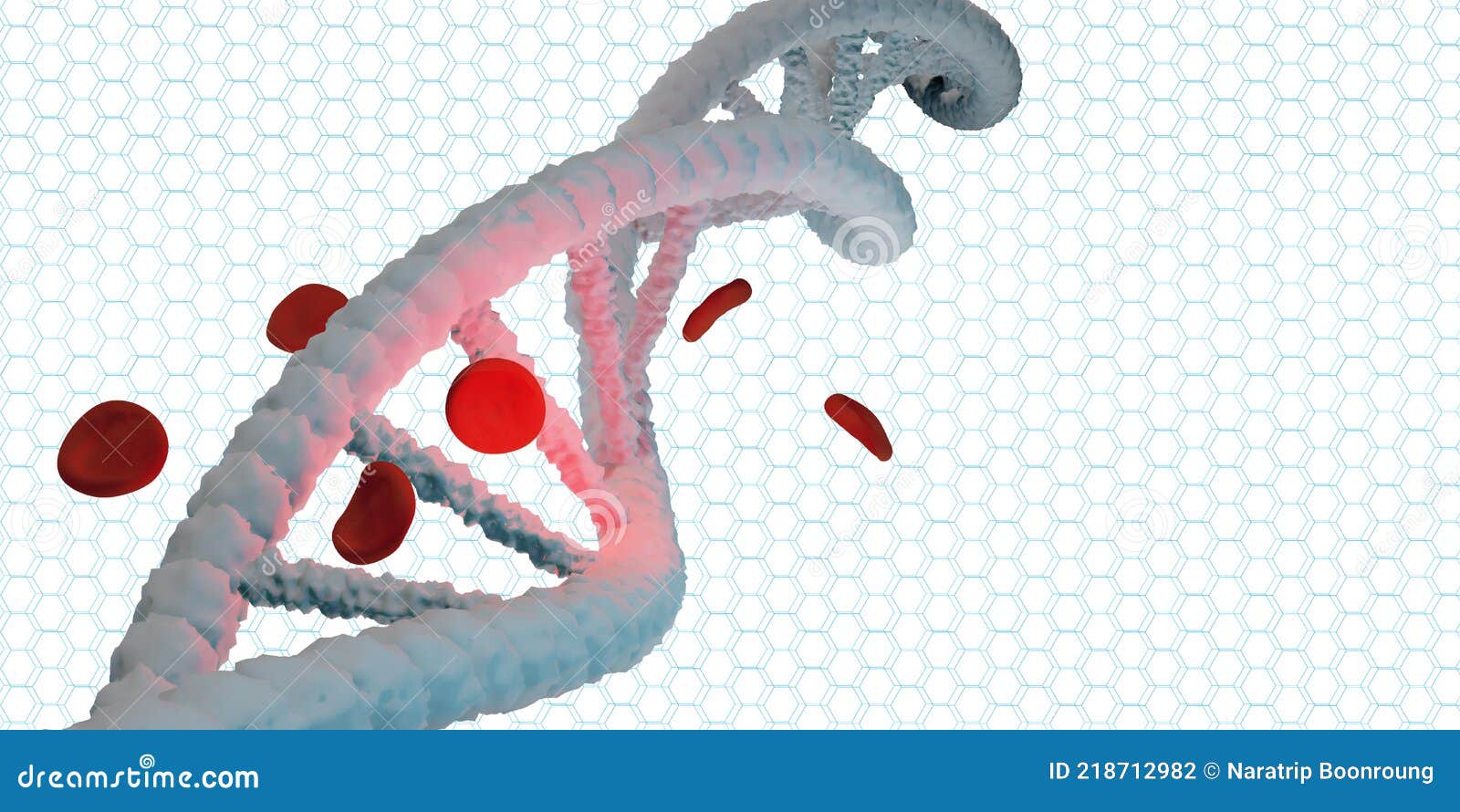 DNA Helix Life Structure and Red Blood Cells 3d Illustration Stock ...