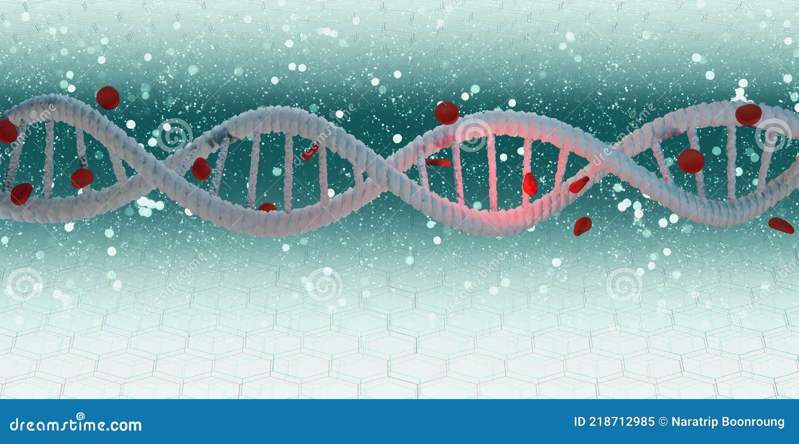 DNA Helix Life Structure and Red Blood Cells 3d Illustration Stock ...