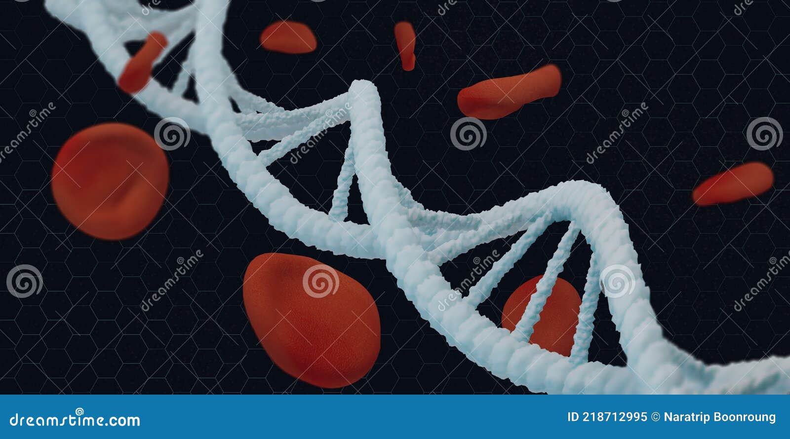 DNA Helix Life Structure and Red Blood Cells 3d Illustration Stock ...