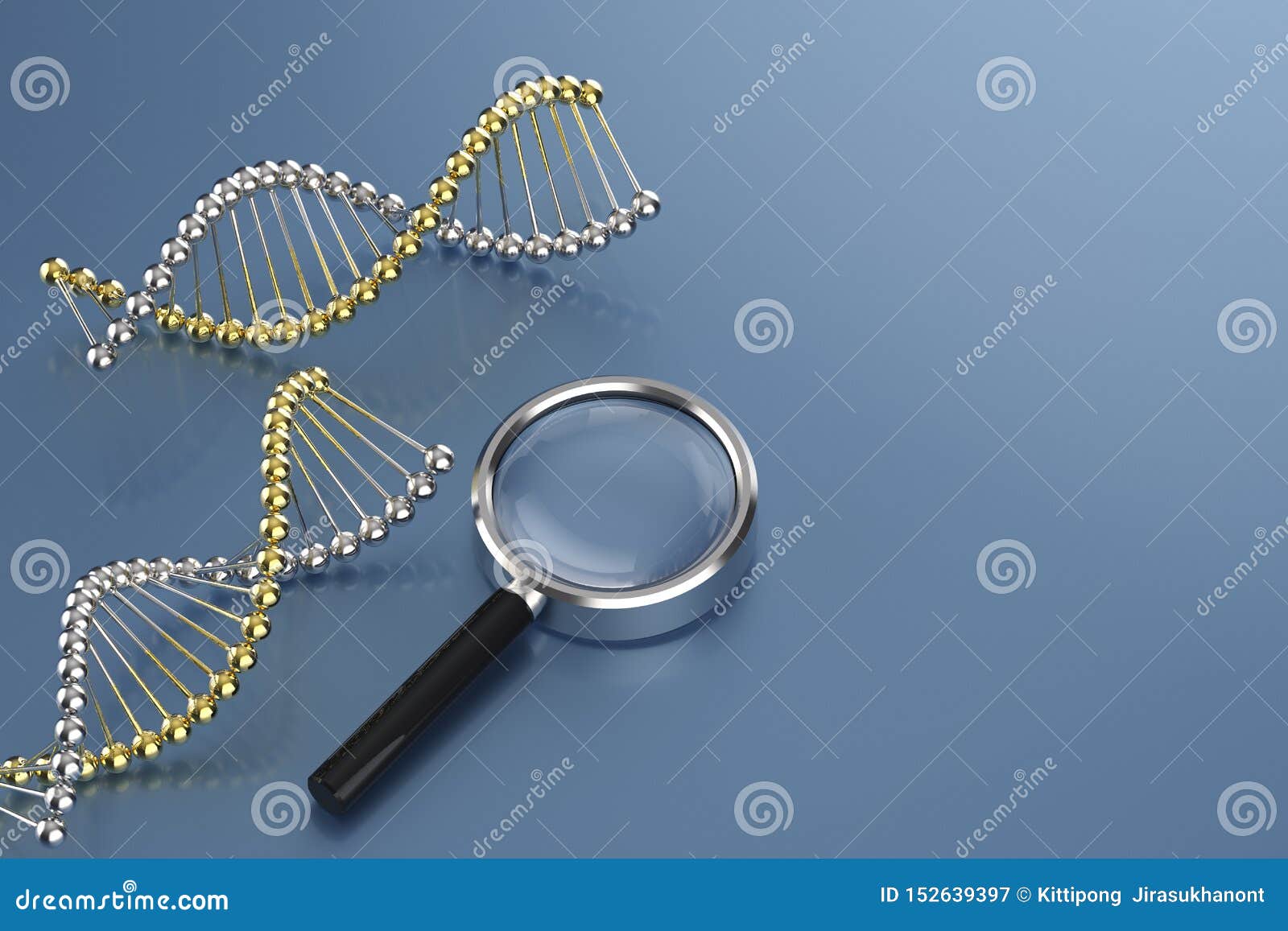 Dna Helix with Manifying Glass Stock Illustration - Illustration of ...