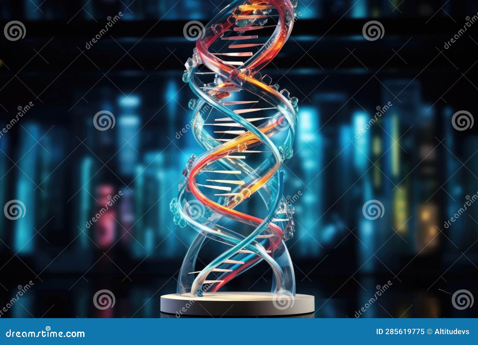 Dna Helix Model with High-tech Lab Background Stock Image - Image of ...