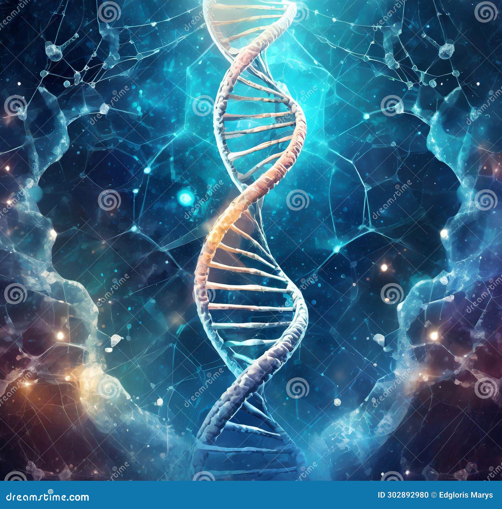 Dna Helix Molecule on Cyberspace Background Finding Finding ...