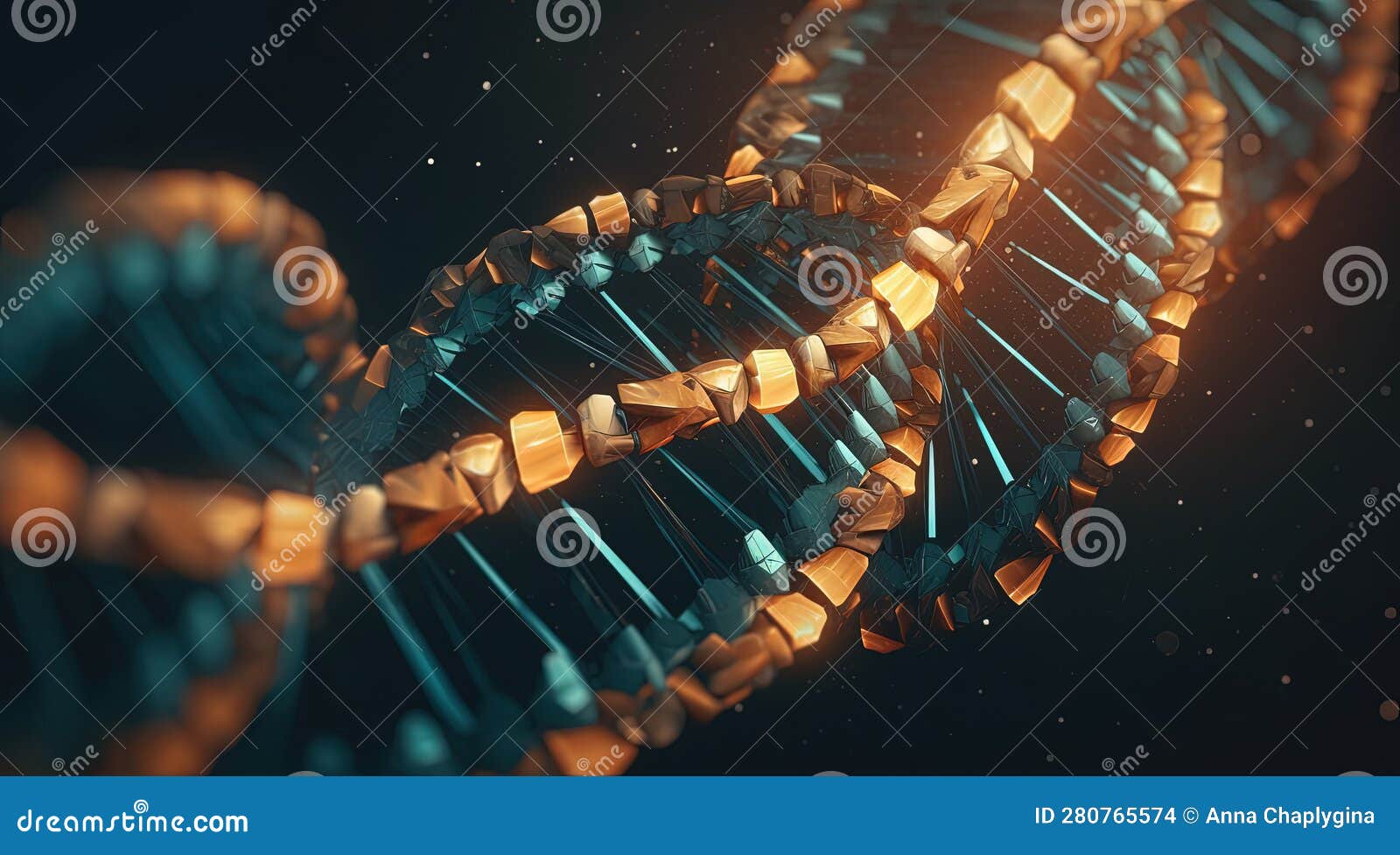 DNA Spiral Molecule Stylized Model 3D Render Royalty-Free Stock ...