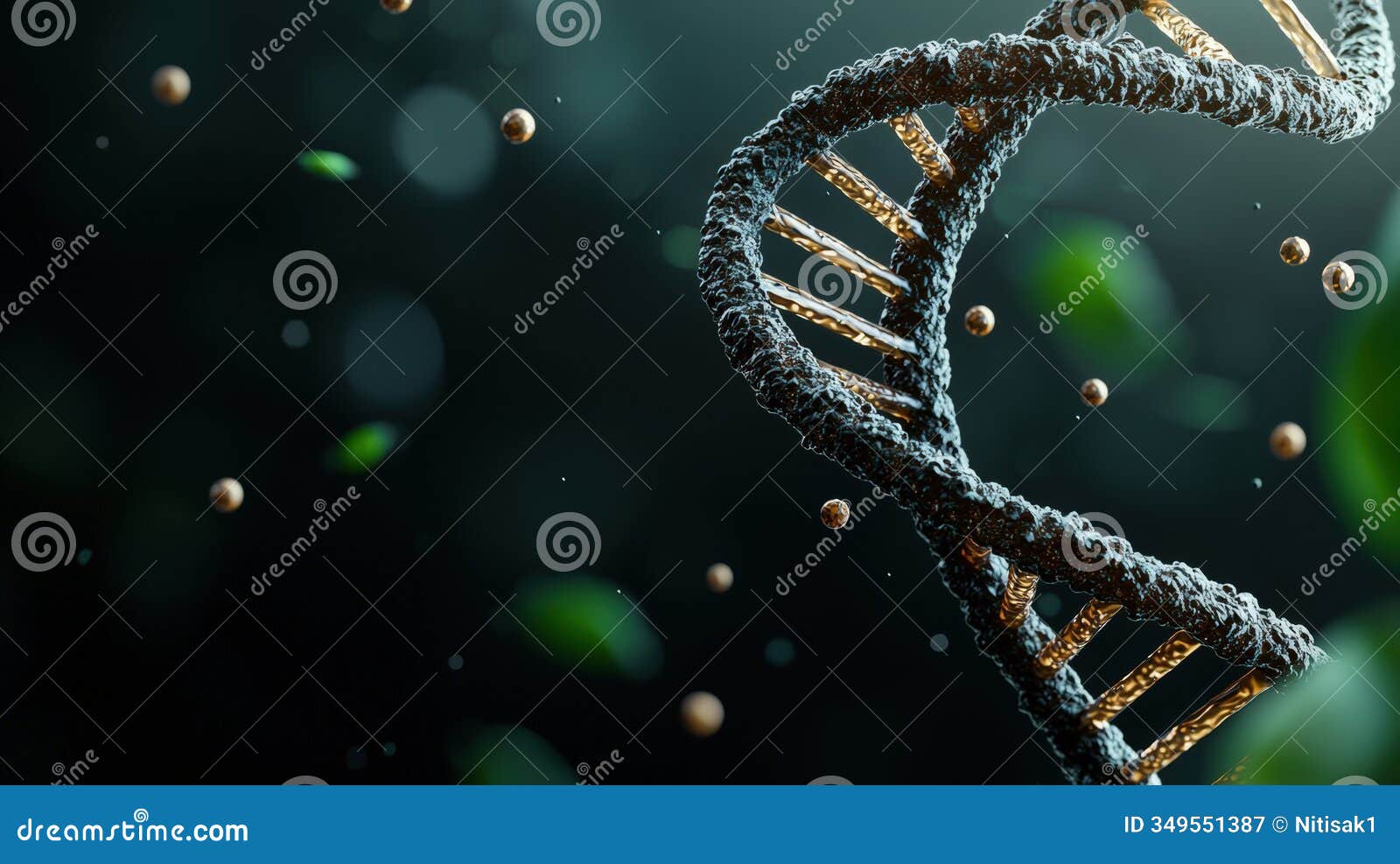 DNA Helix Structure with Green Elements Abstract Stock Illustration ...