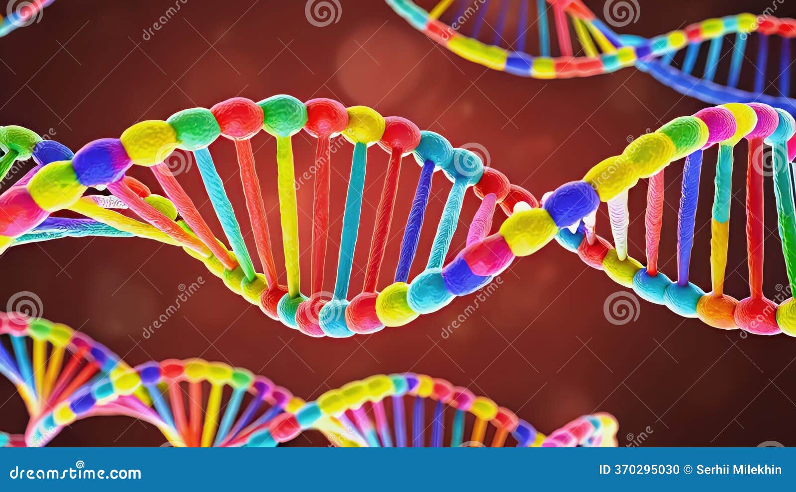 Molecular Chain, 3D Render. Abstract Nanotech Background With Molecule ...