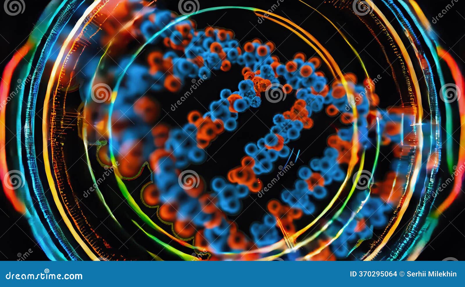 Molecular Chain, 3D Render. Abstract Nanotech Background With Molecule ...