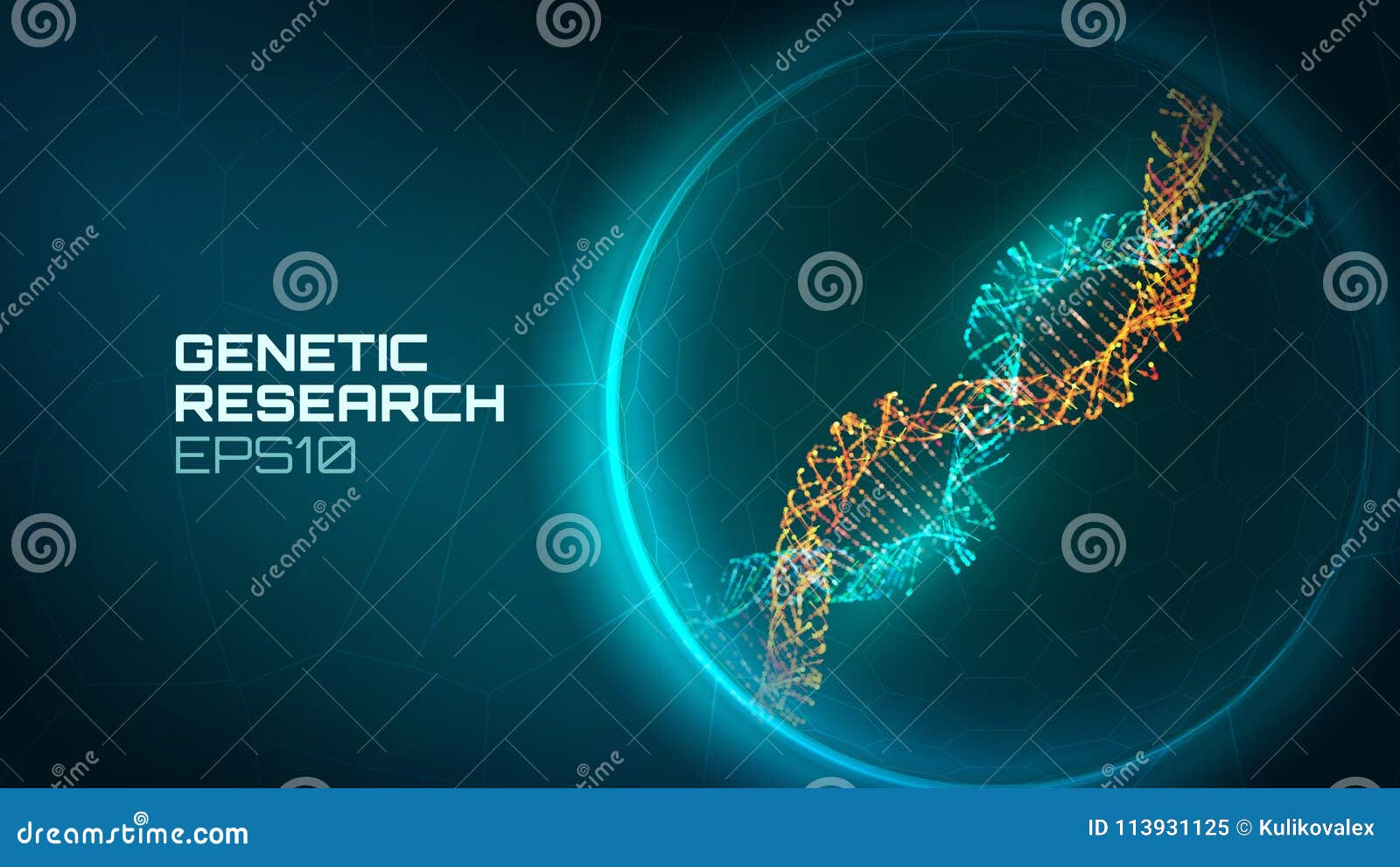 Dna Helix Vector Background. Genetic Reseacrch Process. Modified Gene ...