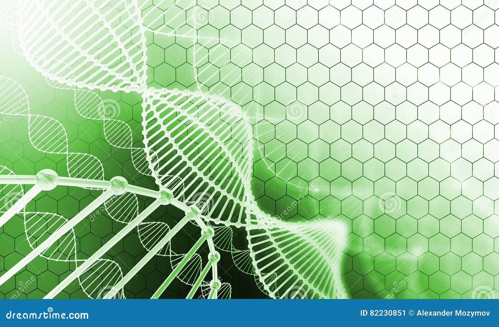 DNA with Hexagonal Cell Green Color Stock Illustration - Illustration ...