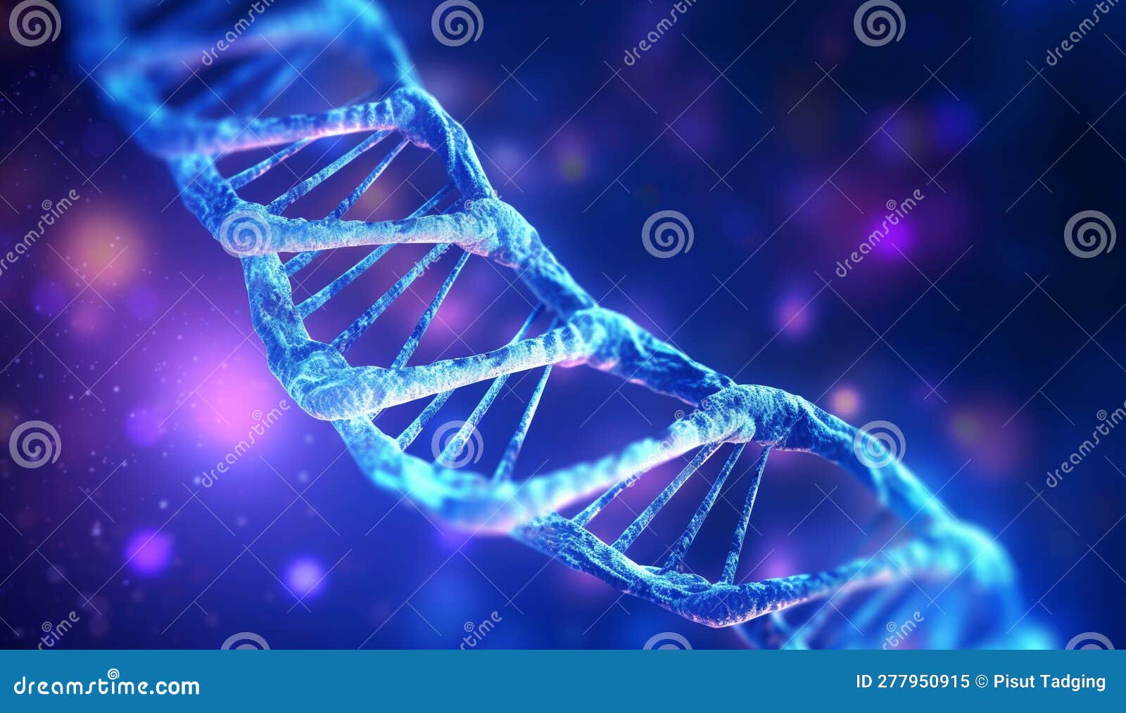 DNA Structure in Blue Light with AI Generated Stock Illustration ...