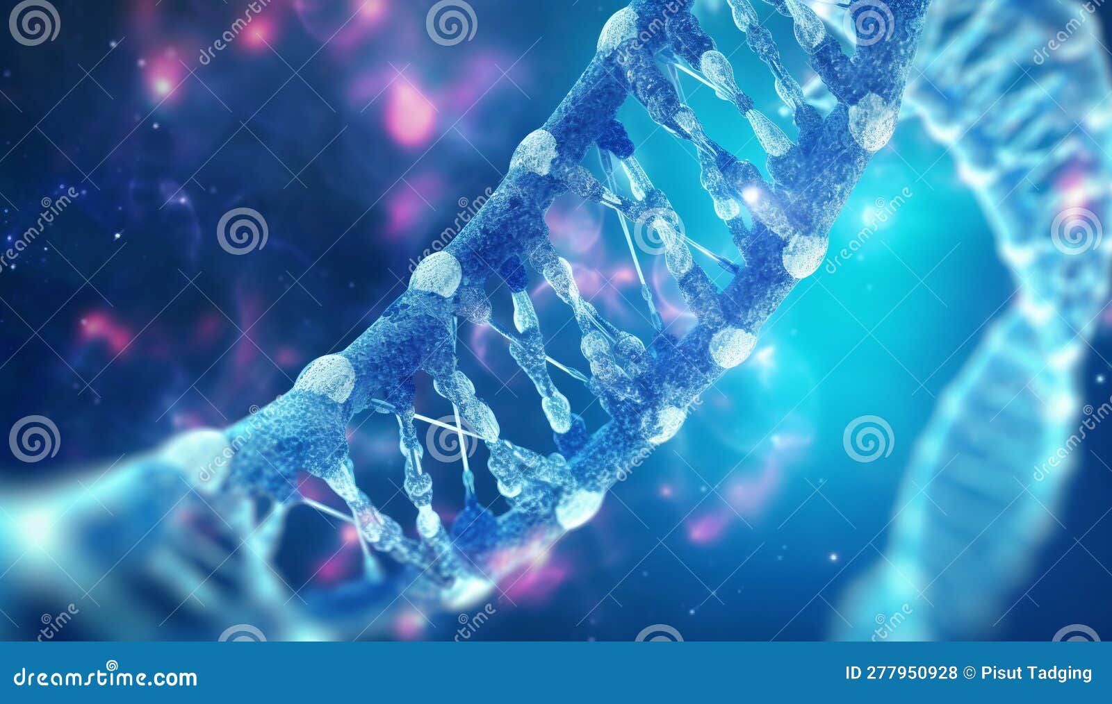 DNA Structure in Blue Light with AI Generated Stock Illustration ...
