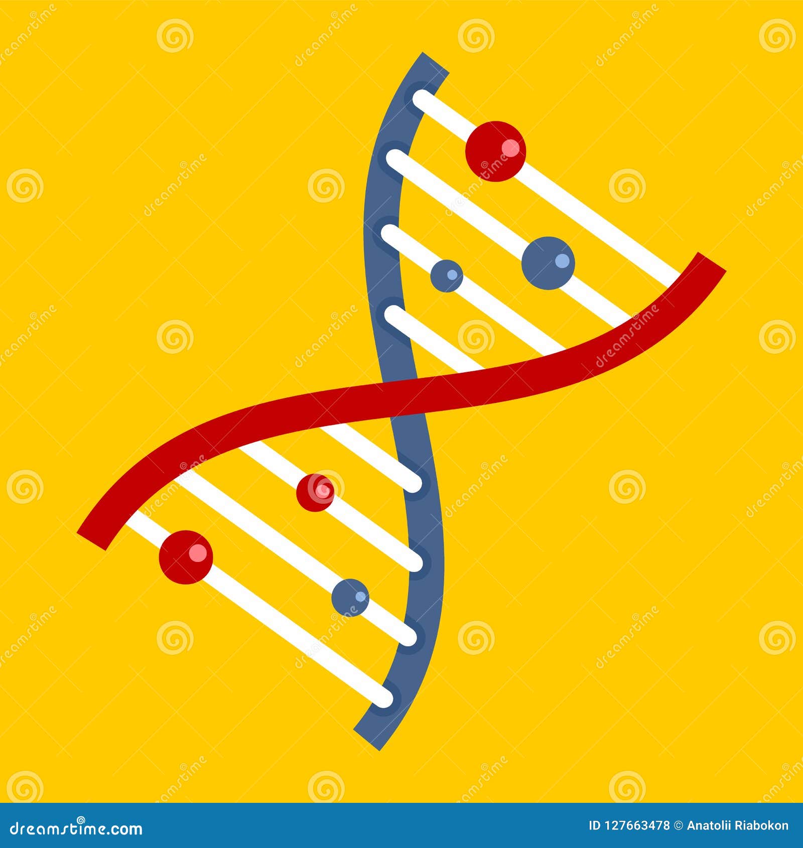 Dna icon, flat style stock vector. Illustration of genome - 127663478