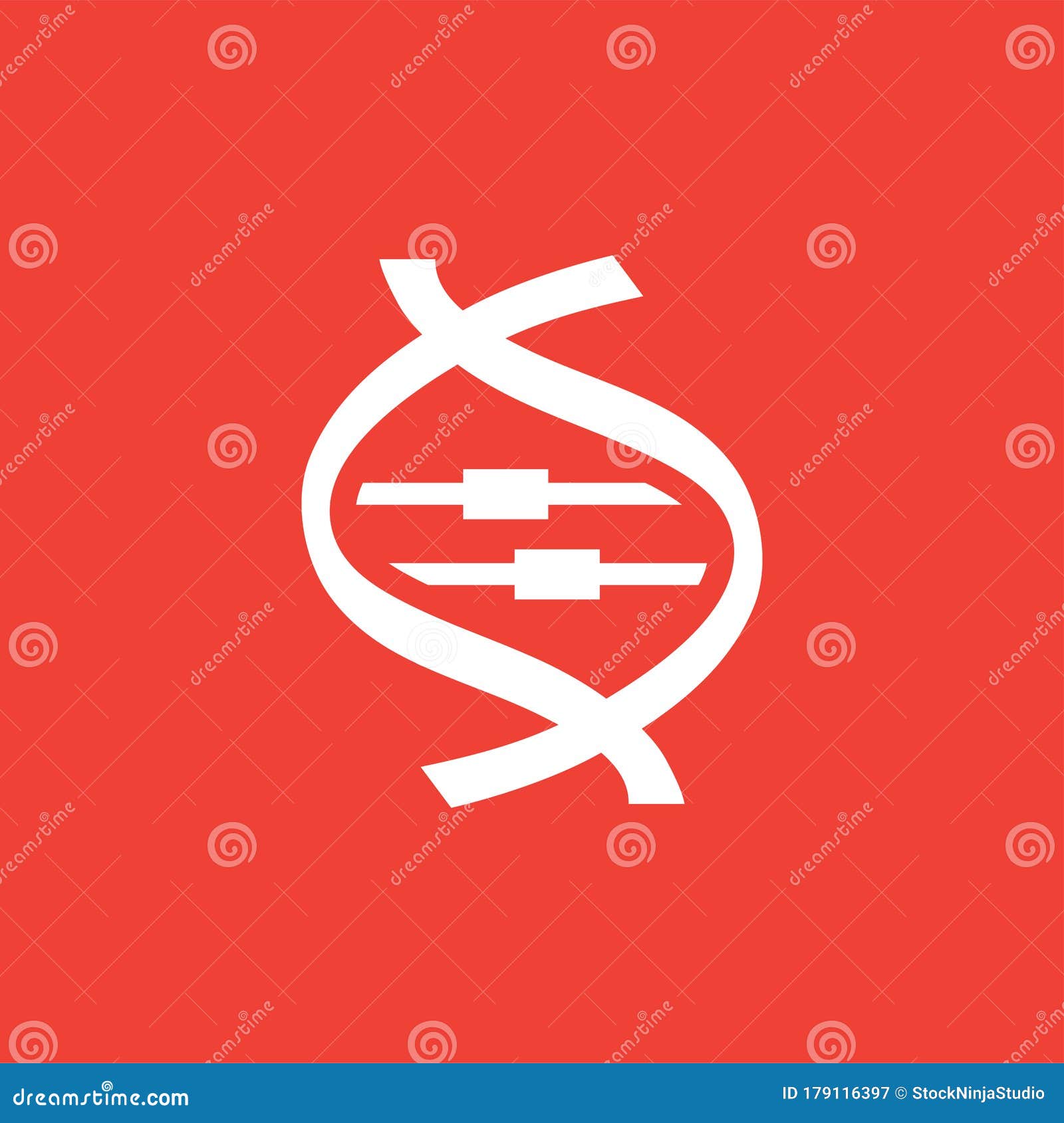 DNA Icon on Red Background. Red Flat Style Vector Illustration Stock ...