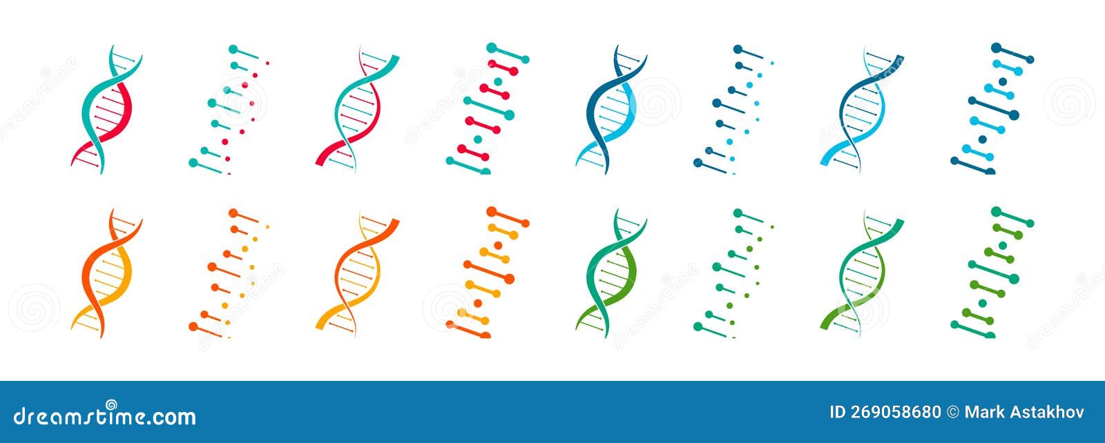 DNA Icon Set. DNA Structure Molecule Icon. Chromosome Icons Stock ...