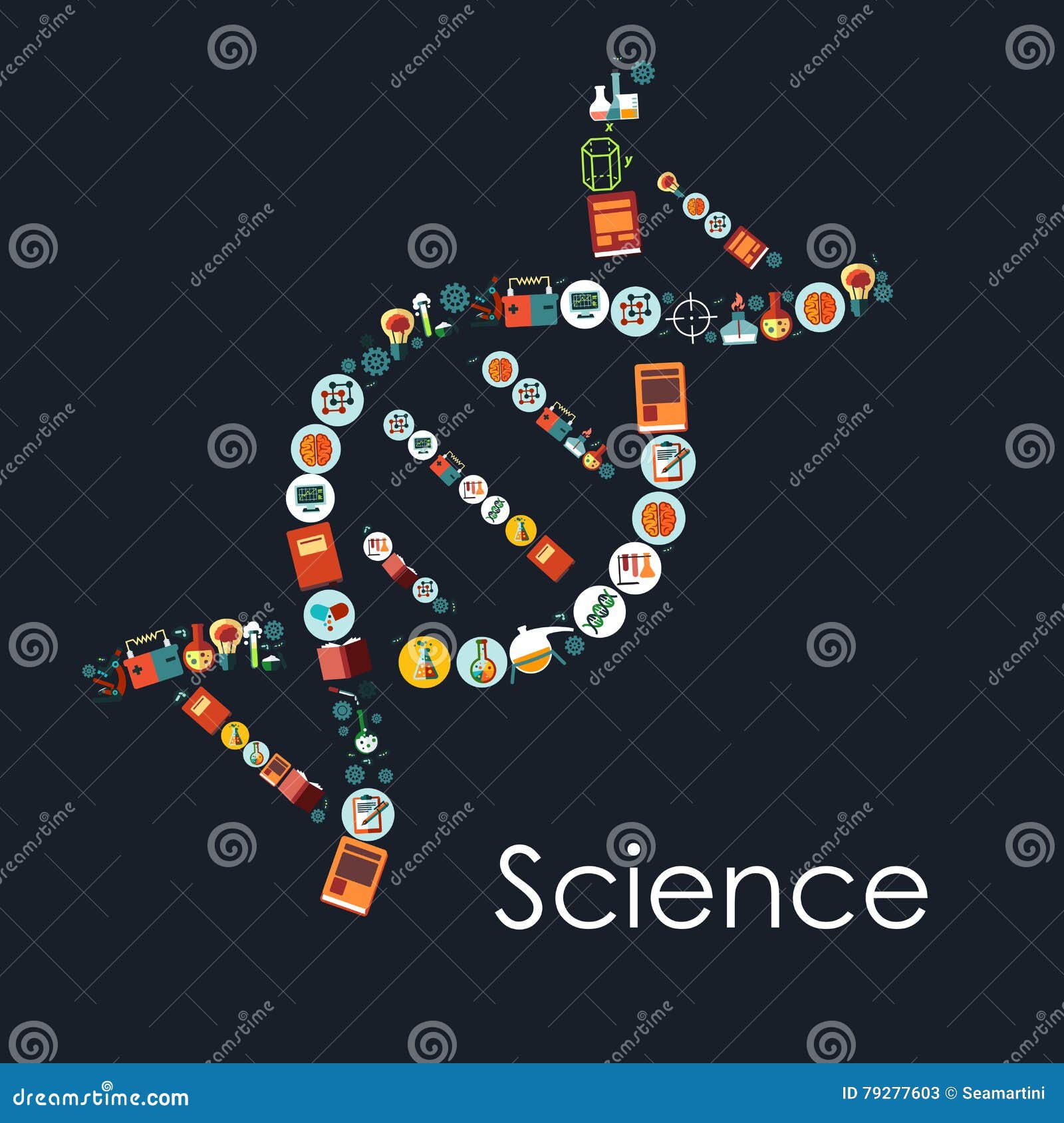 DNA Icon Shape with Symbols of Science Stock Vector - Illustration of ...