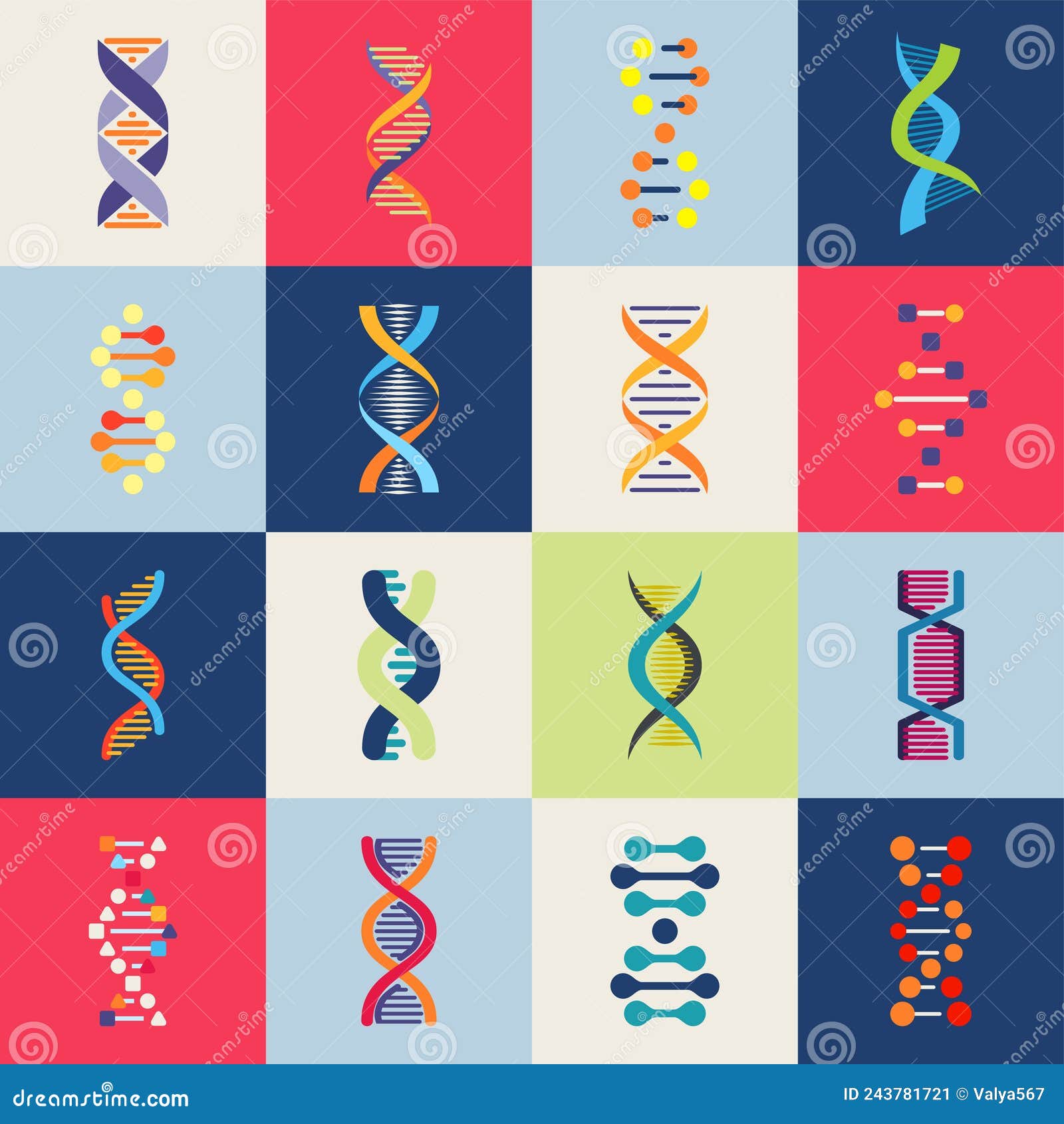 DNA, Genetic Elements And Icons Collection Vector Illustration ...