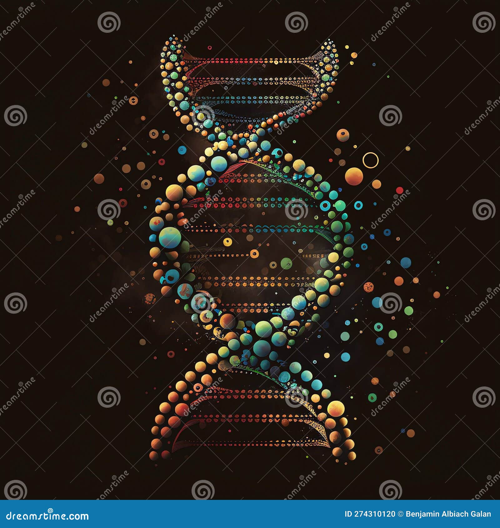 DNA Illustration in Dark Background Stock Illustration - Illustration ...