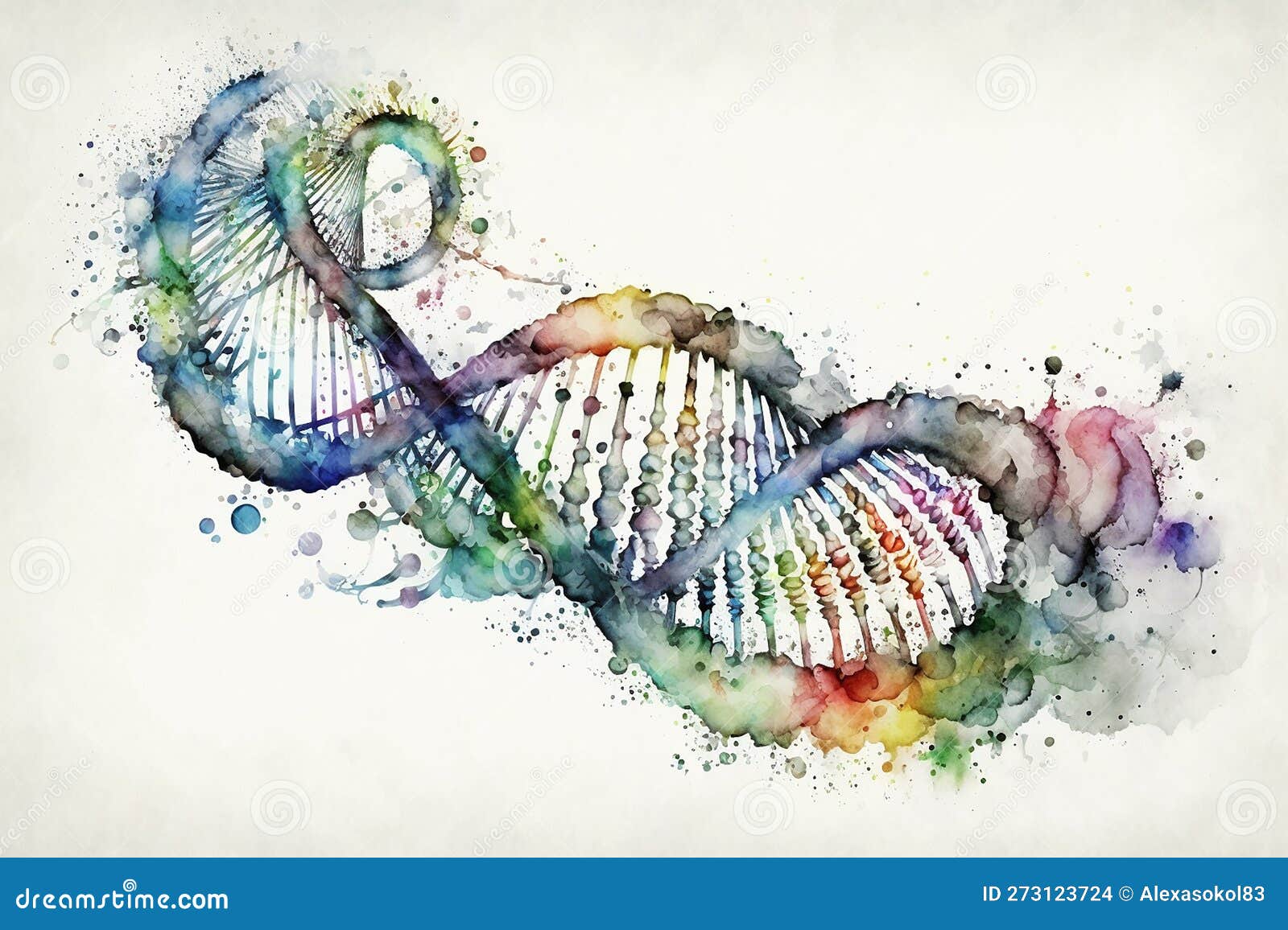 DNA, Infinite Drawing with Bit of Watercolour Stock Illustration ...