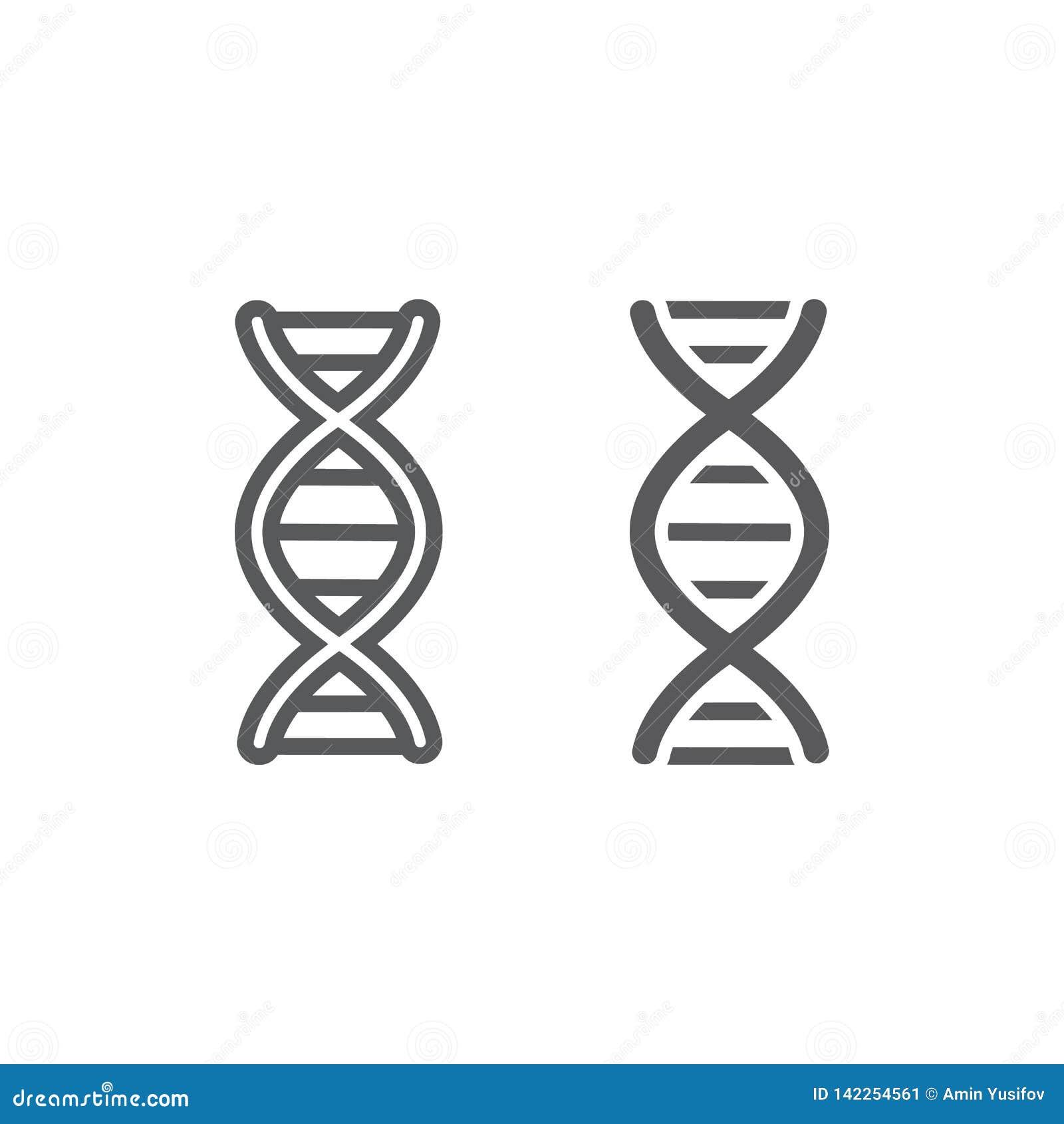 DNA Line and Glyph Icon, Chromosome and Biology, Genetic Sign, Vector ...