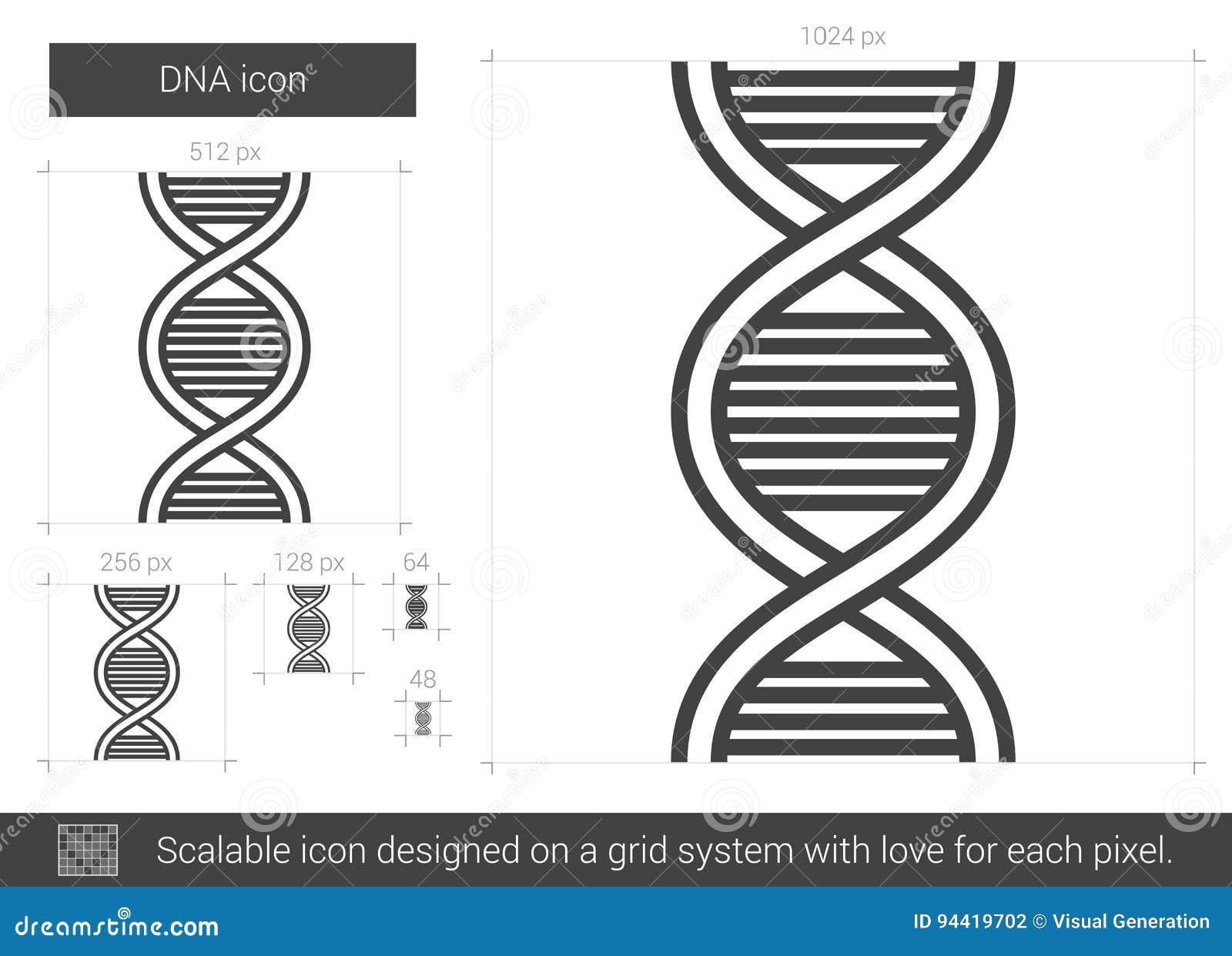 DNA line icon. stock vector. Illustration of clone, curve - 94419702