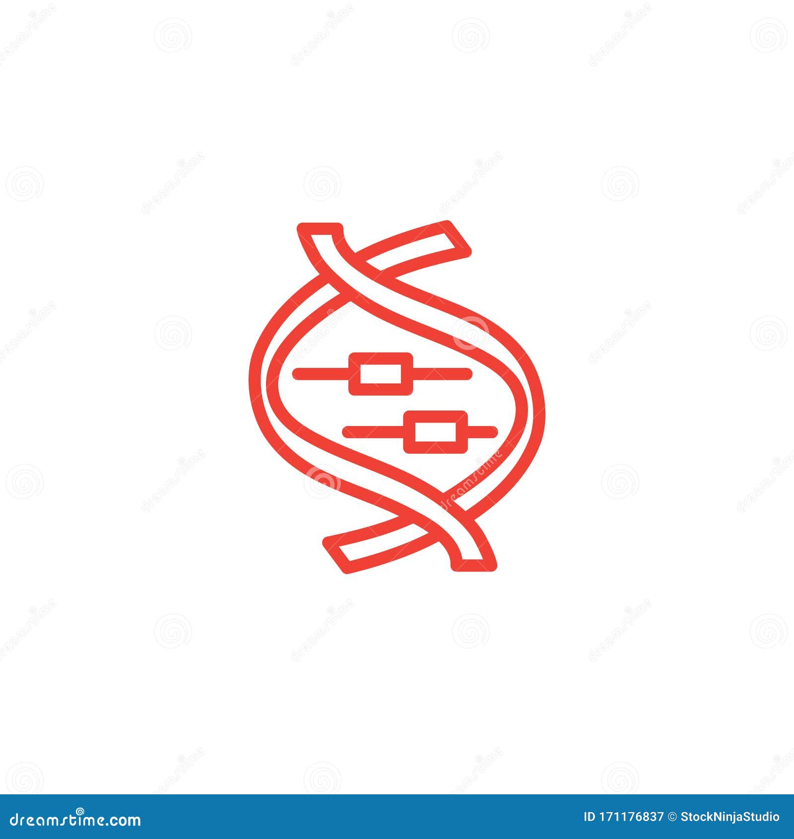 DNA Line Red Icon on White Background. Red Flat Style Vector ...