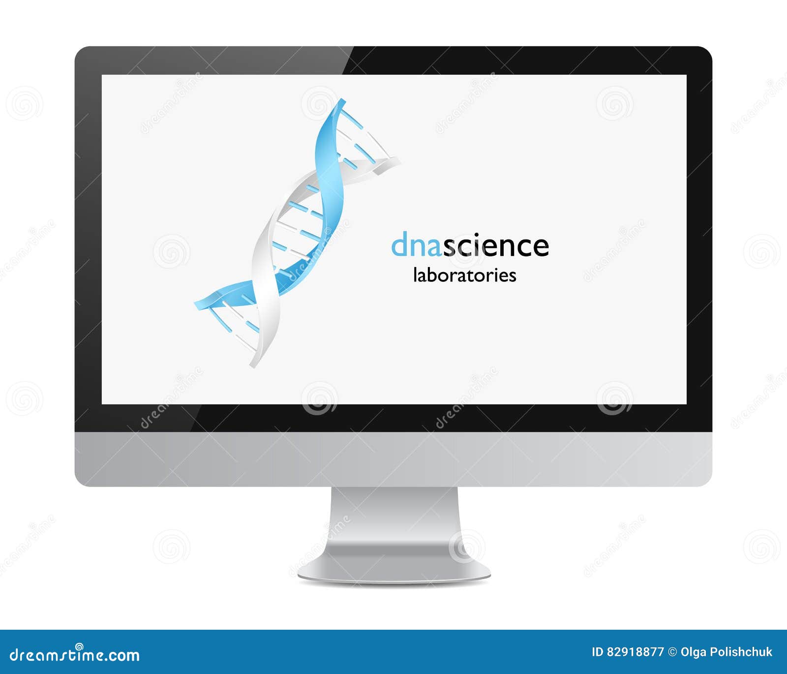 DNA Logo on the Realistic Computer Monitor Screen Stock Illustration ...