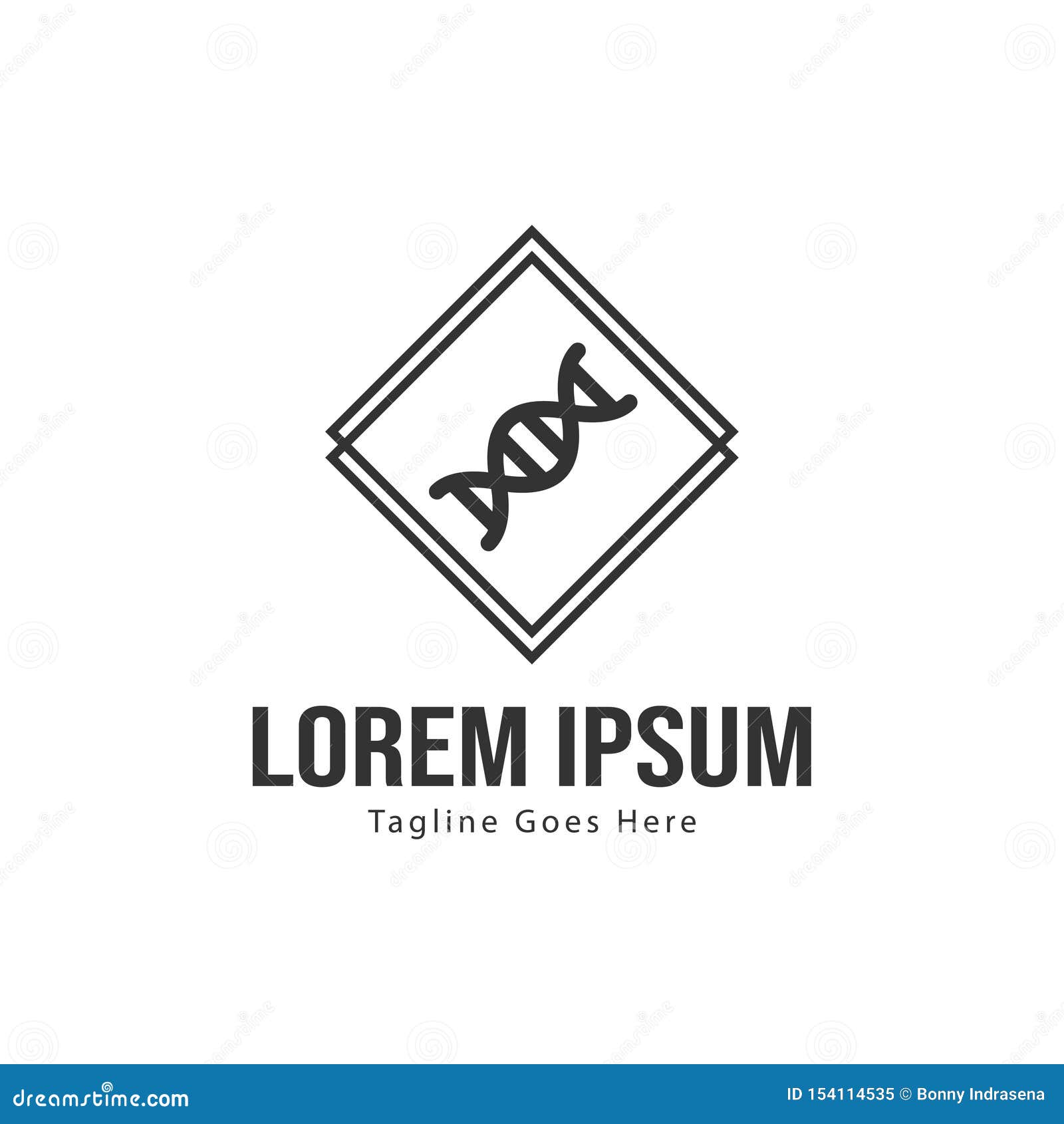 DNA Logo Template Design with Frame. Minimalist DNA Logo Vector ...