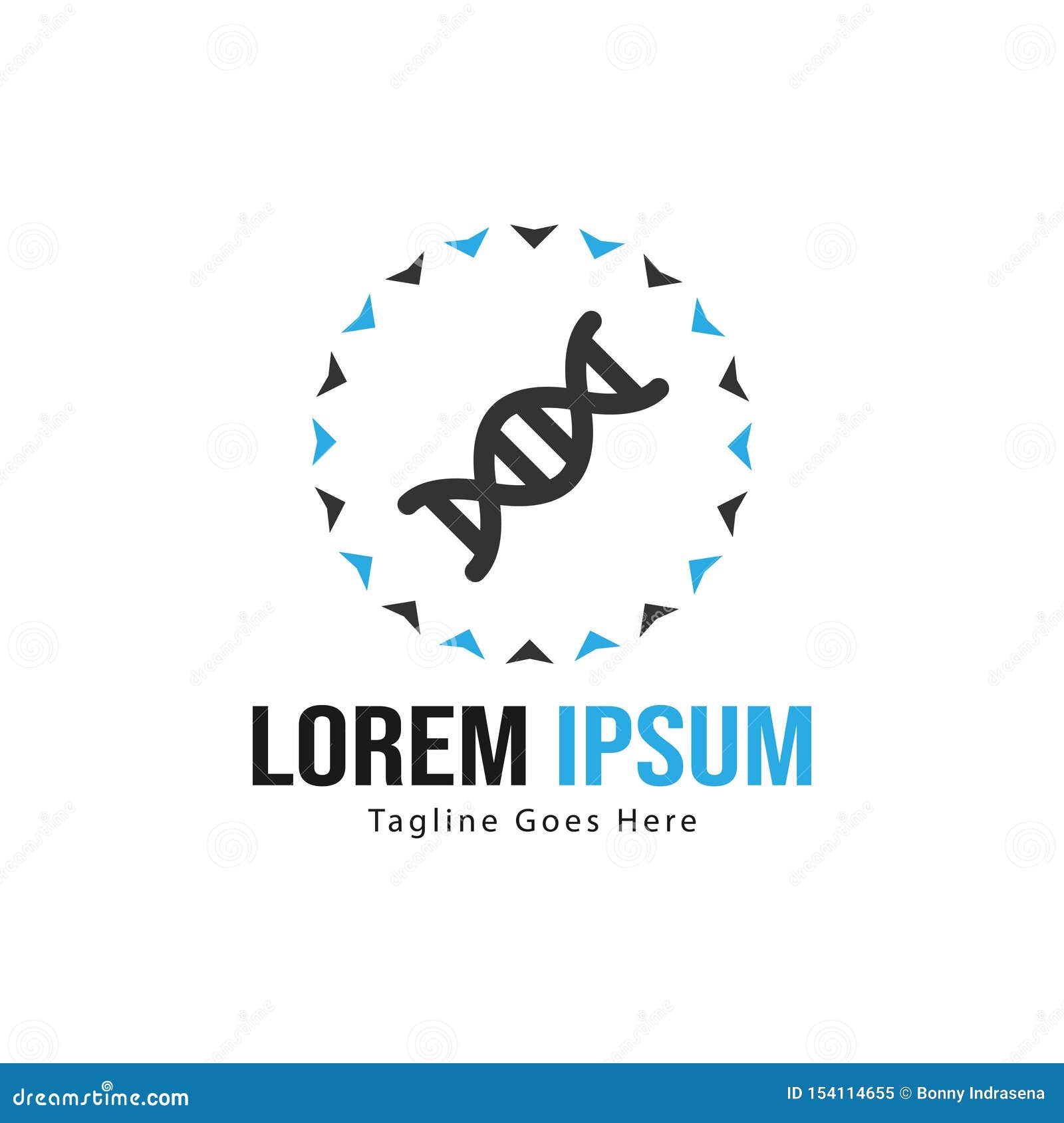 DNA Logo Template Design with Frame. Minimalist DNA Logo Vector ...