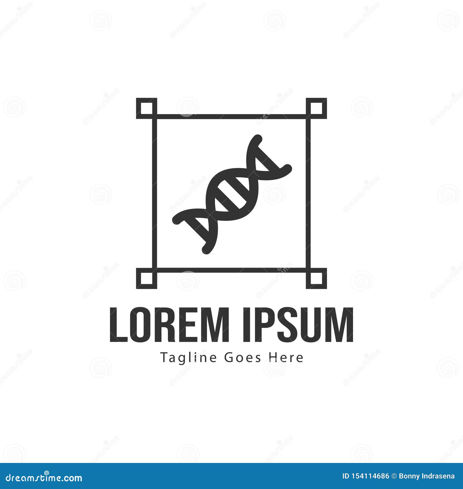 DNA Logo Template Design with Frame. Minimalist DNA Logo Vector Illustration Stock Vector ...