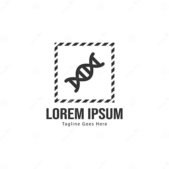 DNA Logo Template Design with Frame. Minimalist DNA Logo Vector ...