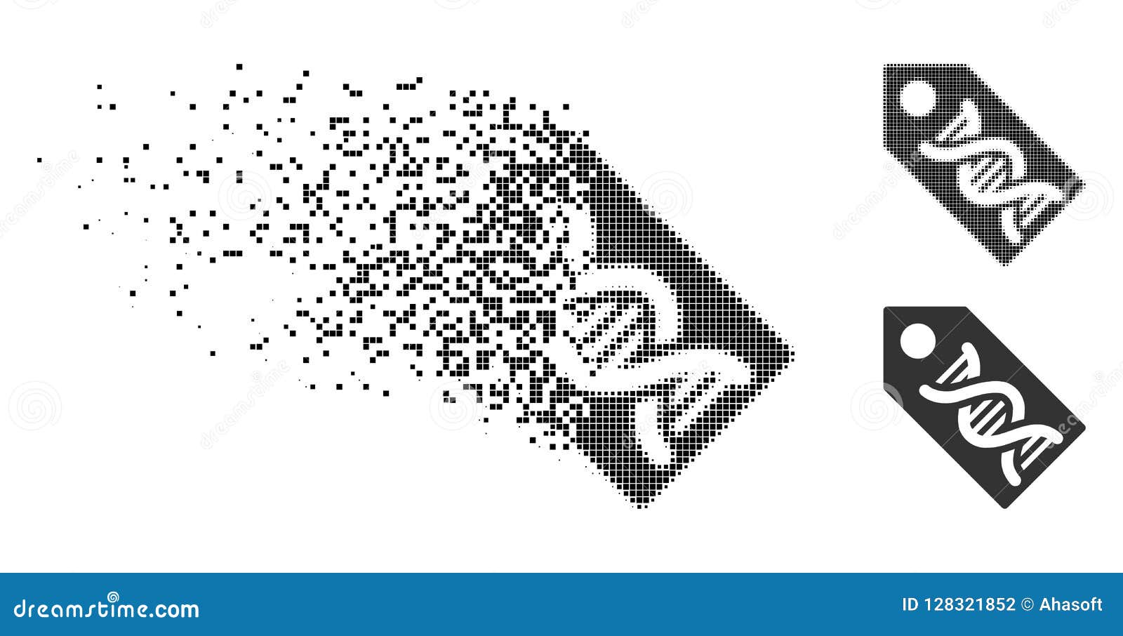 Destructed Dot Halftone DNA Marker Icon Stock Vector - Illustration of ...
