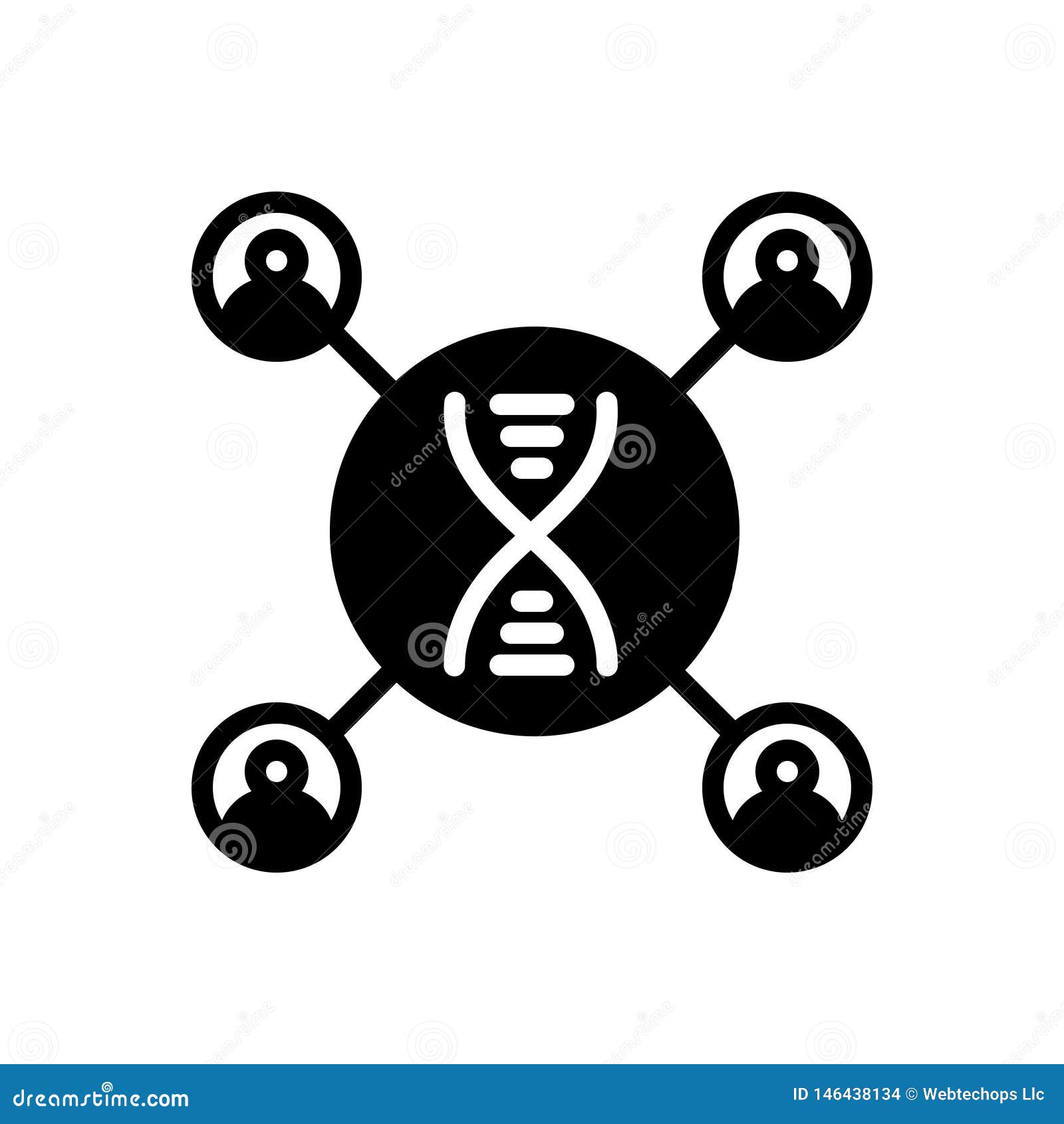 Black Solid Icon for Dna Matching, Amplification and Genetically Stock ...