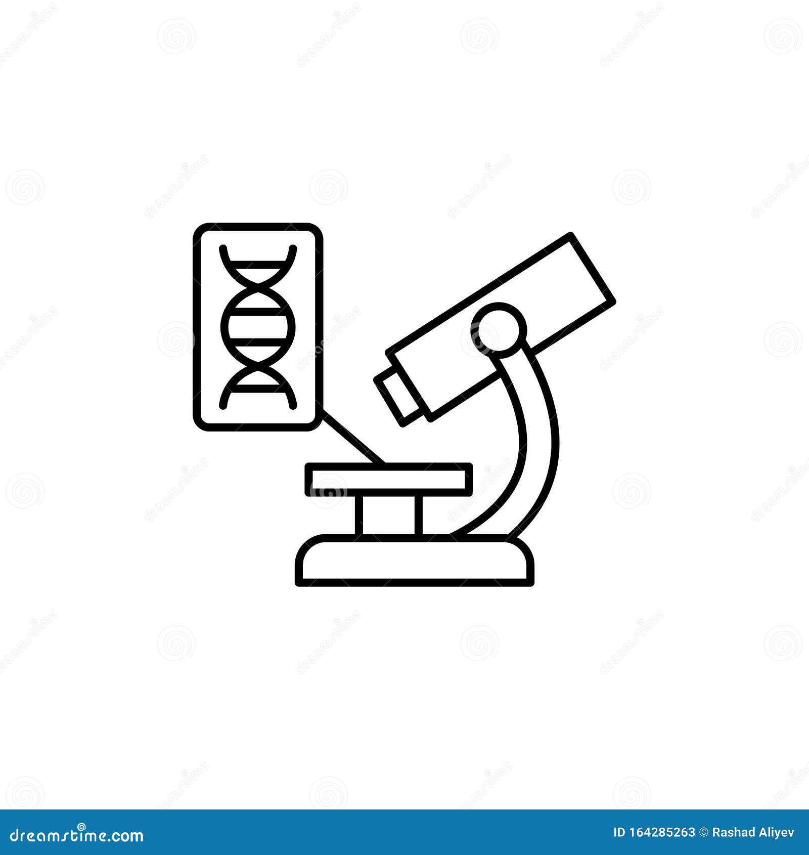 DNA, Microscope Icon. Simple Line, Outline Vector of Gene Modification ...